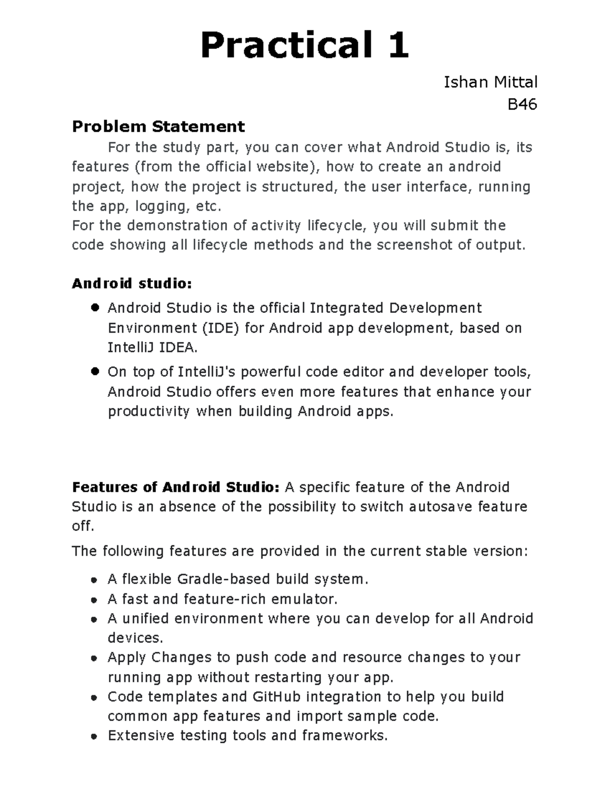 B46 Ishan Mittal Prac1 - A submission of practical 1 of mobile ...