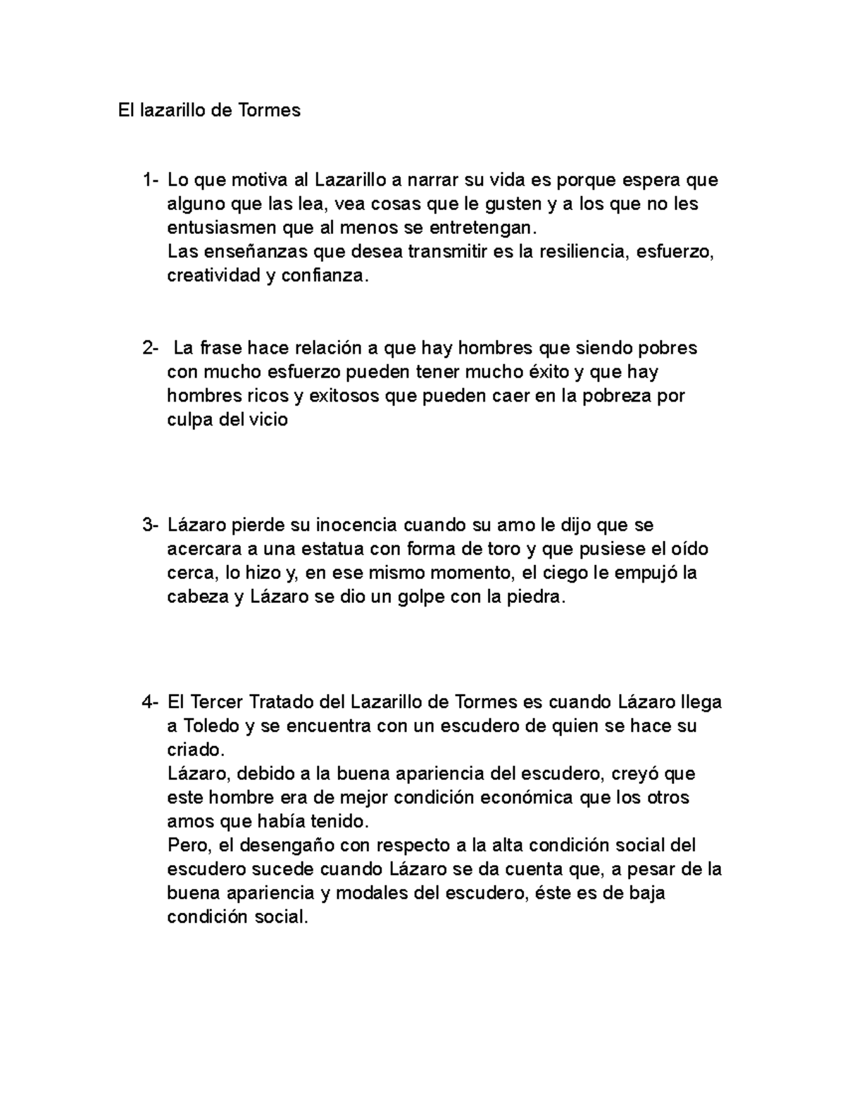 El lazarillo de Tormes - Las enseñanzas que desea transmitir es la ...