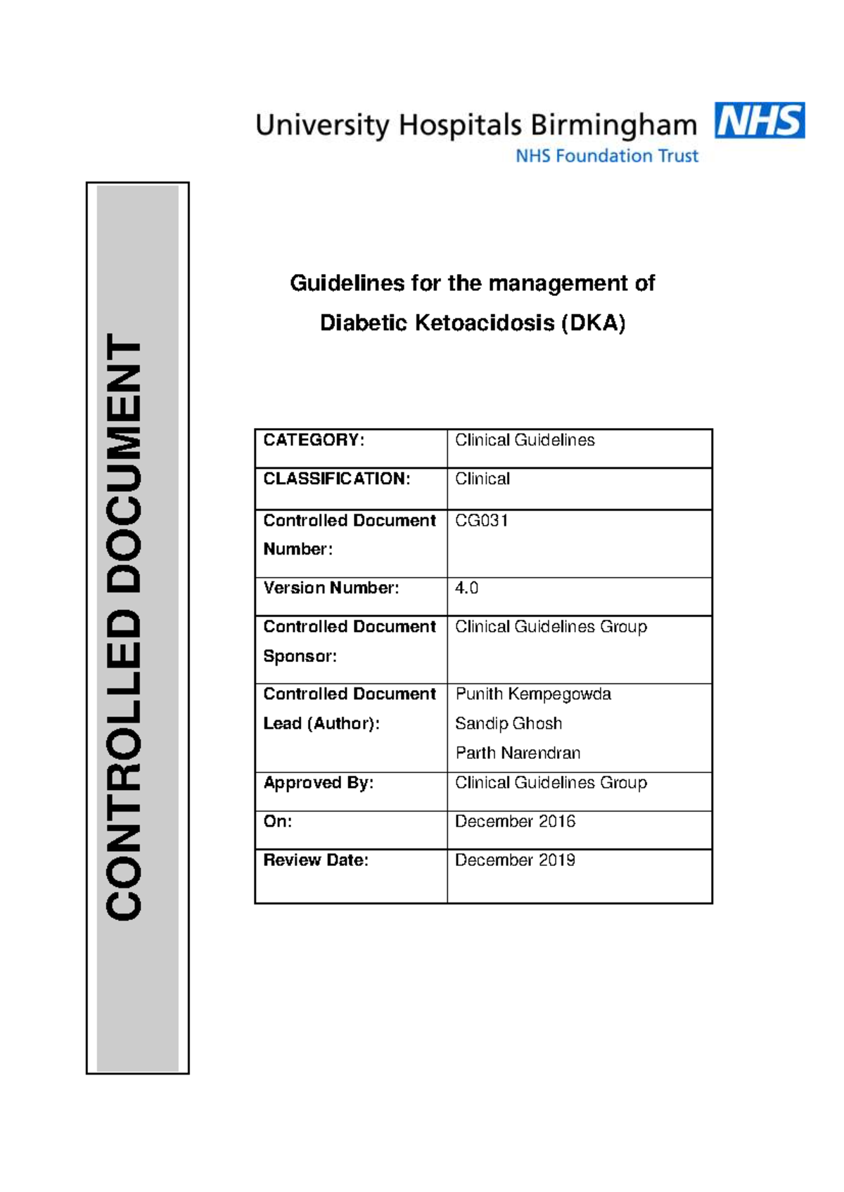 DKA guidelines version 4 - Guidelines for the management of Diabetic ...