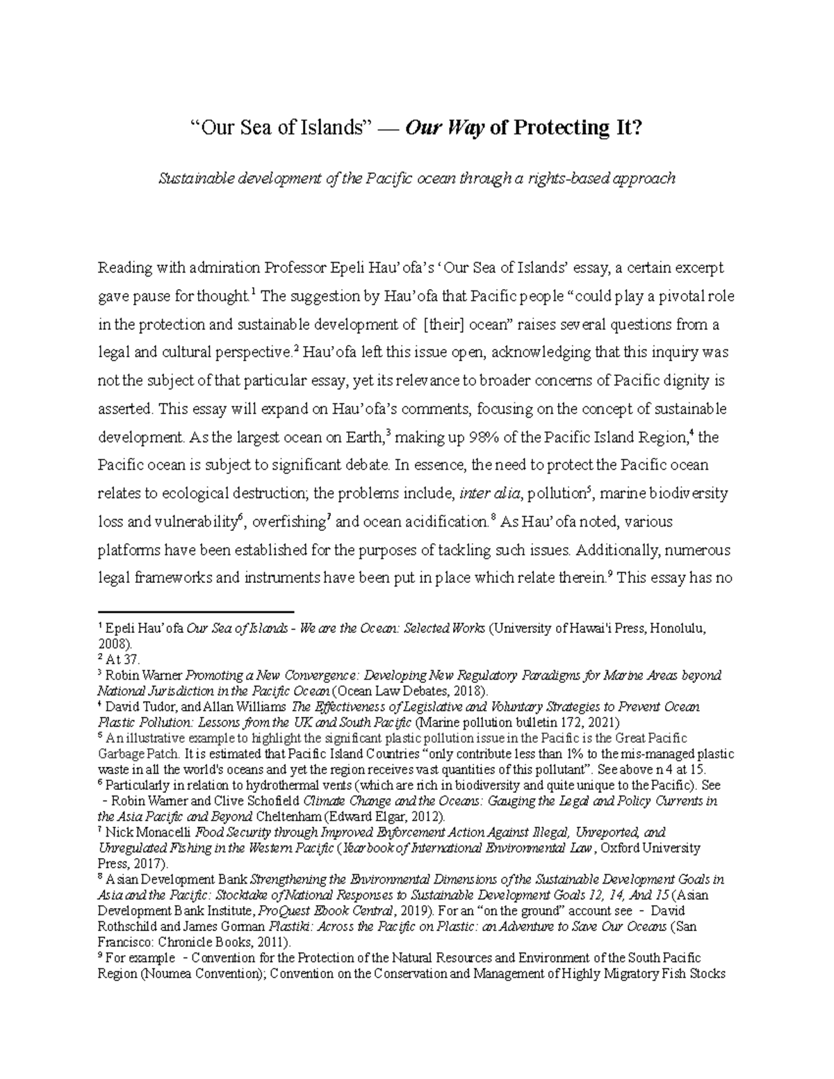 Pacific Legal Studies - “Our Sea of Islands” — Our Way of Protecting It ...