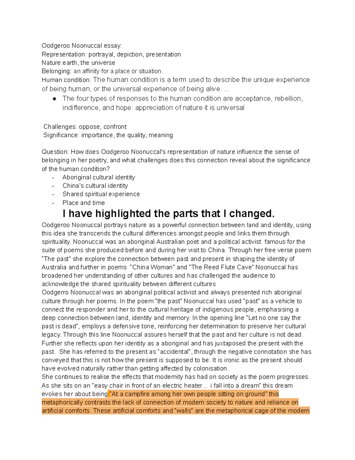 Oodgeroo Noonuccal essay - Google Docs - Oodgeroo Noonuccal essay ...