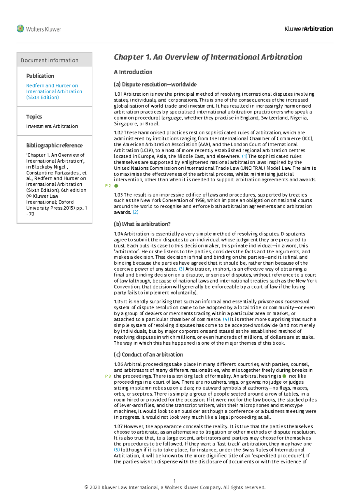 Chapter 1- An Overview of International Arbitration - Document ...