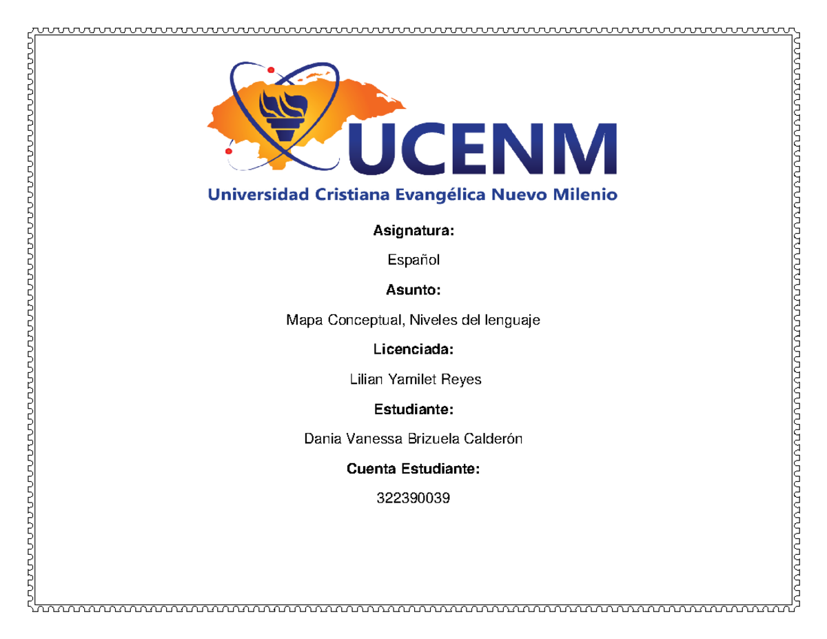 M.c niv, lengua - Mapa Conceptual - Asignatura: Español Asunto: Mapa Conceptual, Niveles del ...