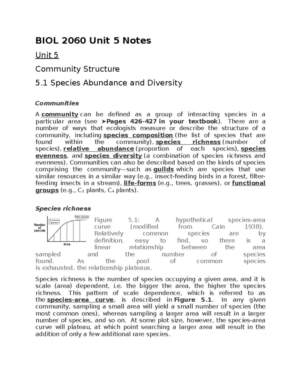 BIOL 2060 Unit 5 Notes - BIOL 2060 Unit 5 Notes Unit 5 Community ...