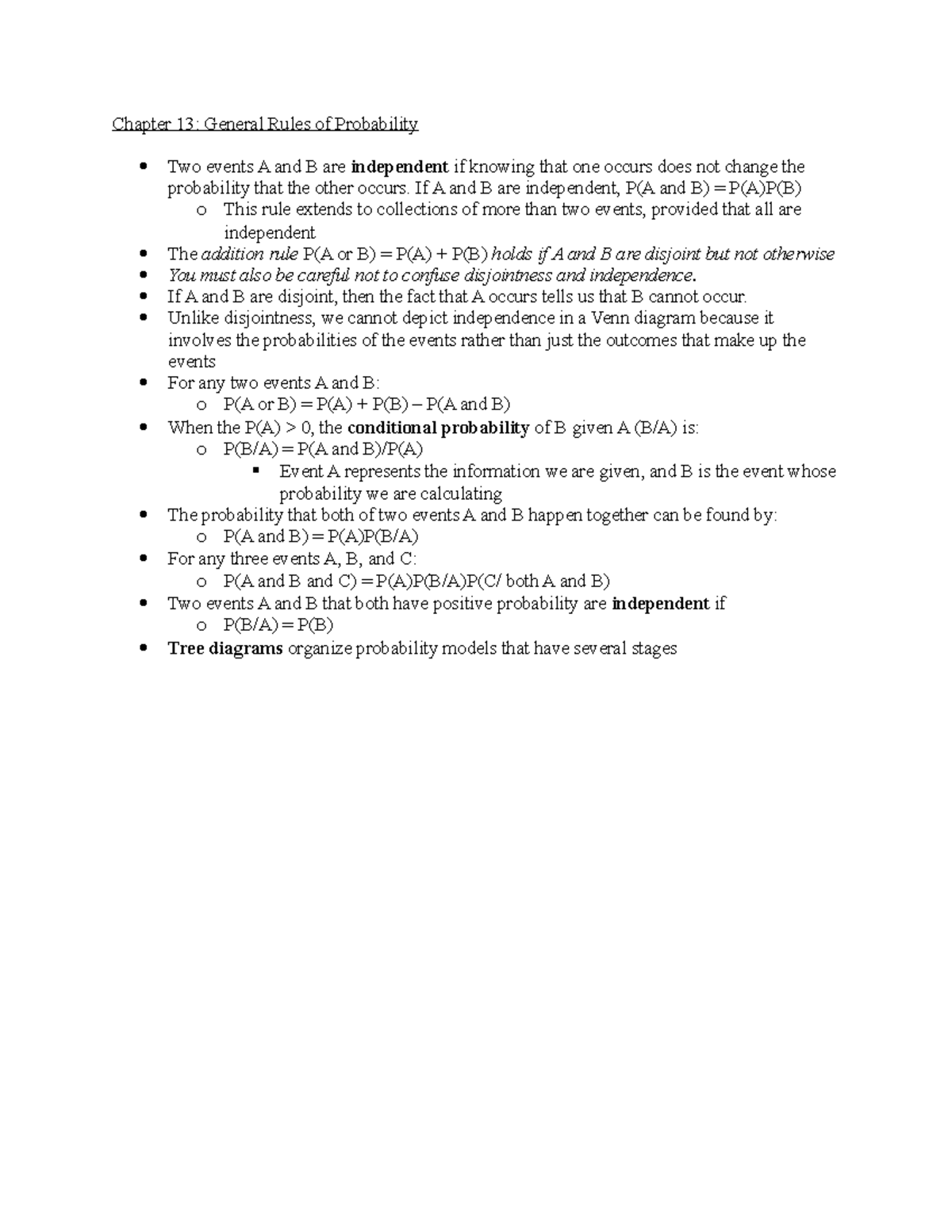 MTH 109 Chapter 13 Notes - Chapter 13: General Rules of Probability Two ...