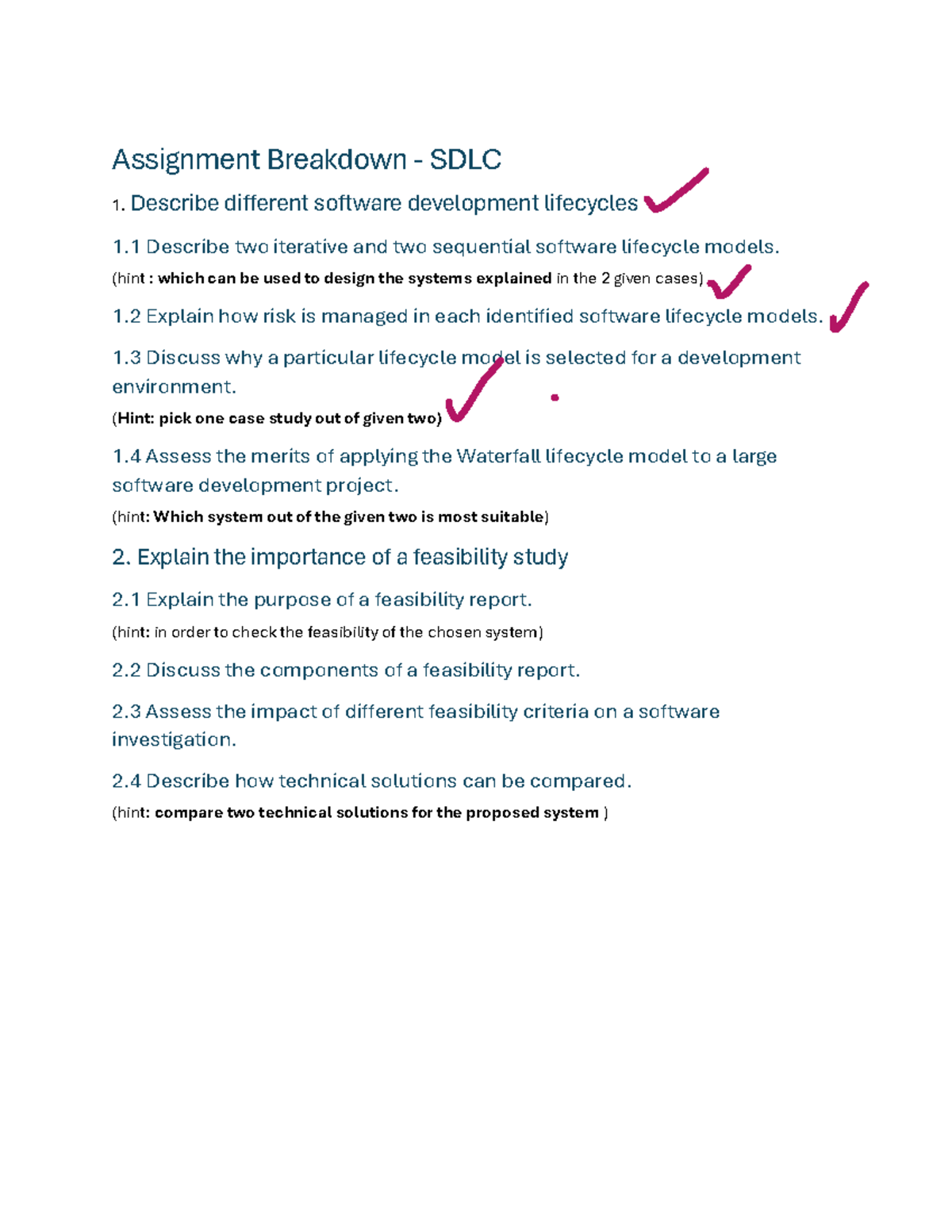 Assignment Breakdown - Describe different software development ...