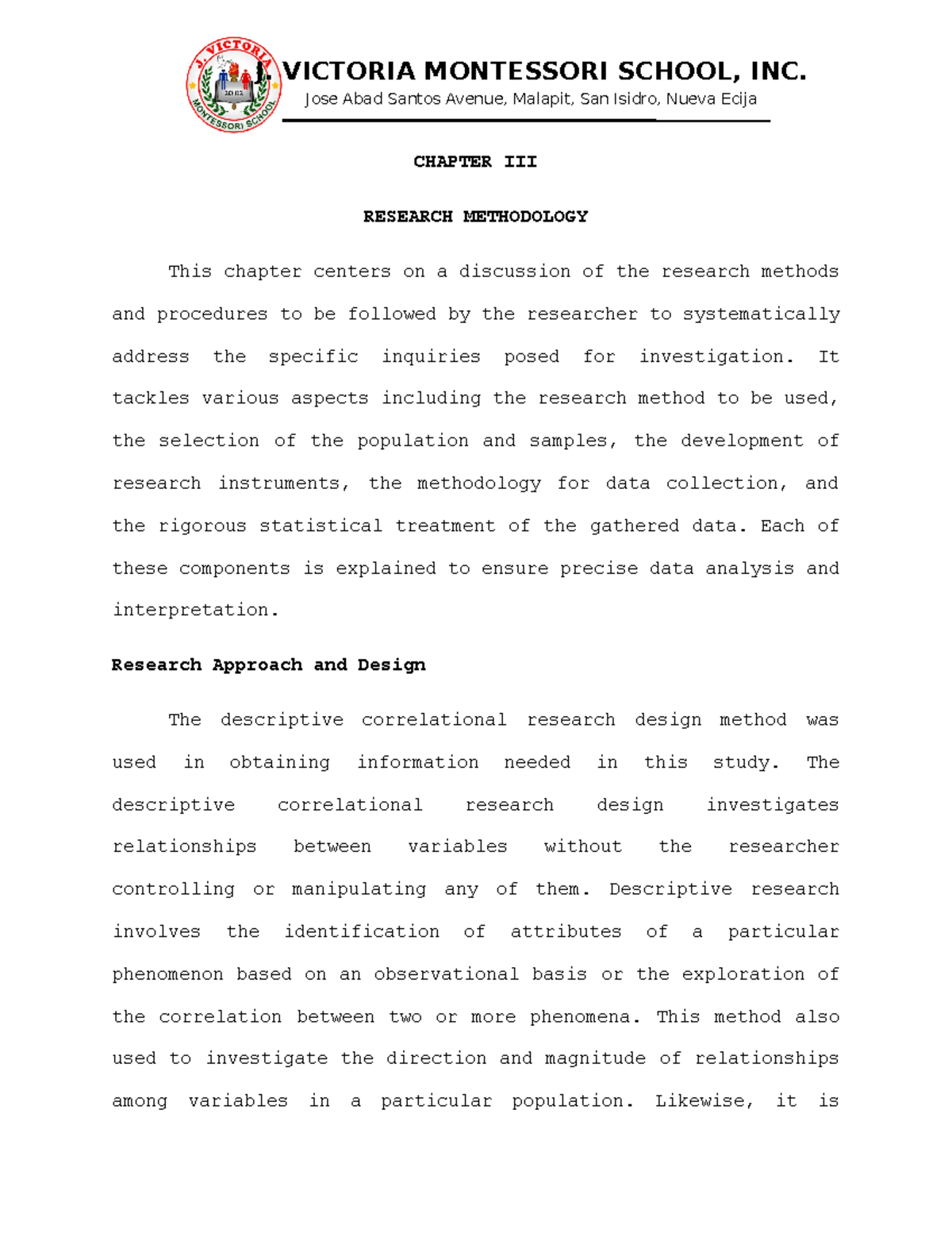 Chapter 3 Revised - research - Jose Abad Santos Avenue, Malapit, San ...