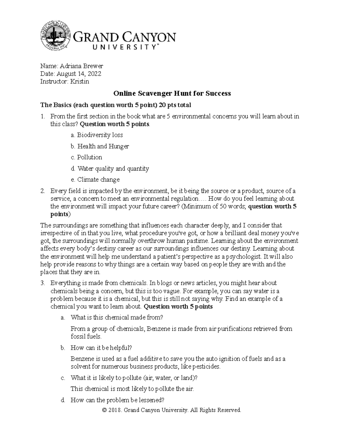 BIO-220-RS-Online Scavenger Hunt For Success Resource - Name: Adriana ...