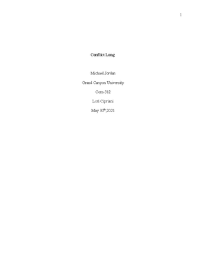 Conflict Log 2 COM-312 - Running head: CONFLICT LOG Conflict Log Ryley ...