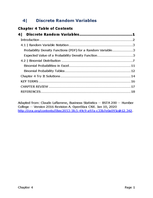4. Poisson Distribution Table - L X 0 0 0 0 0 0 0 0 0 1. continued ...