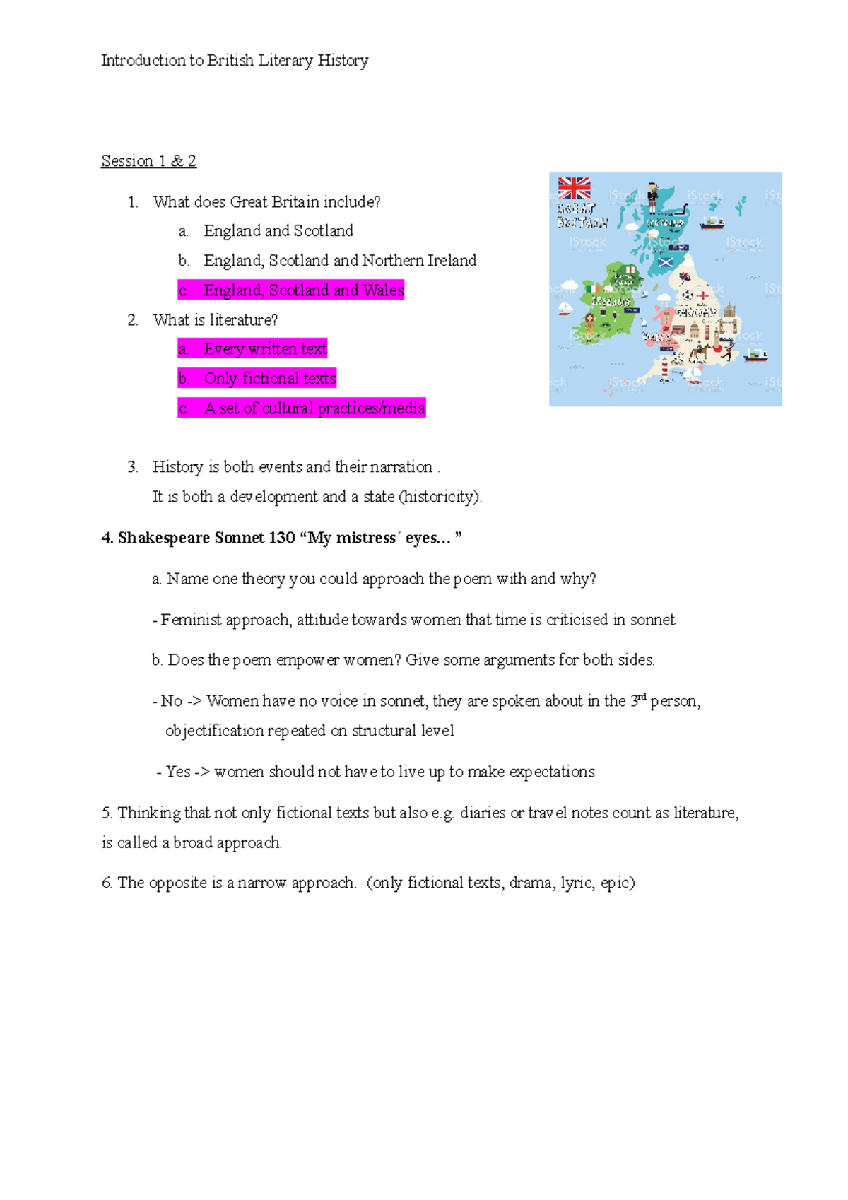 BLH Tutorial Session 1-2 bearbeitet - Introduction to British Literary ...