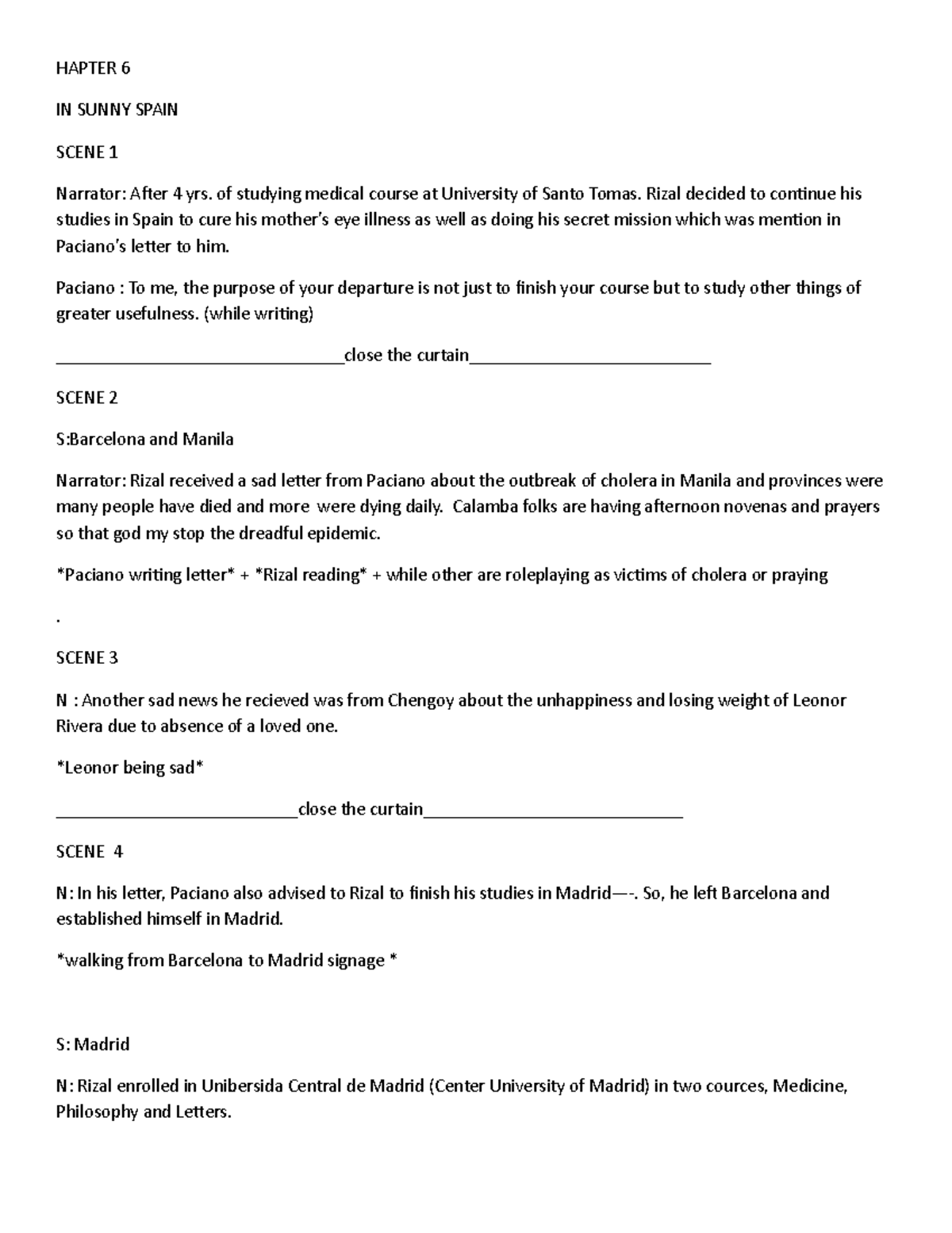 Chapter-6-10 - Chapter 6-10 rizal - HAPTER 6 IN SUNNY SPAIN SCENE 1 ...