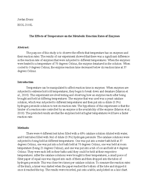 Lab 4: The effects of yeast enzyme metabolic reaction rates at ...