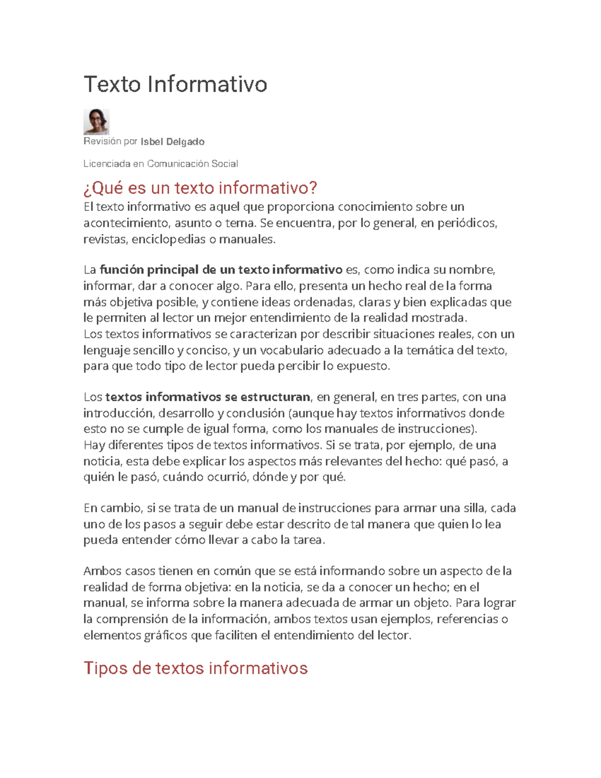 Texto Informativo - documento que servira ára consulta - Texto ...