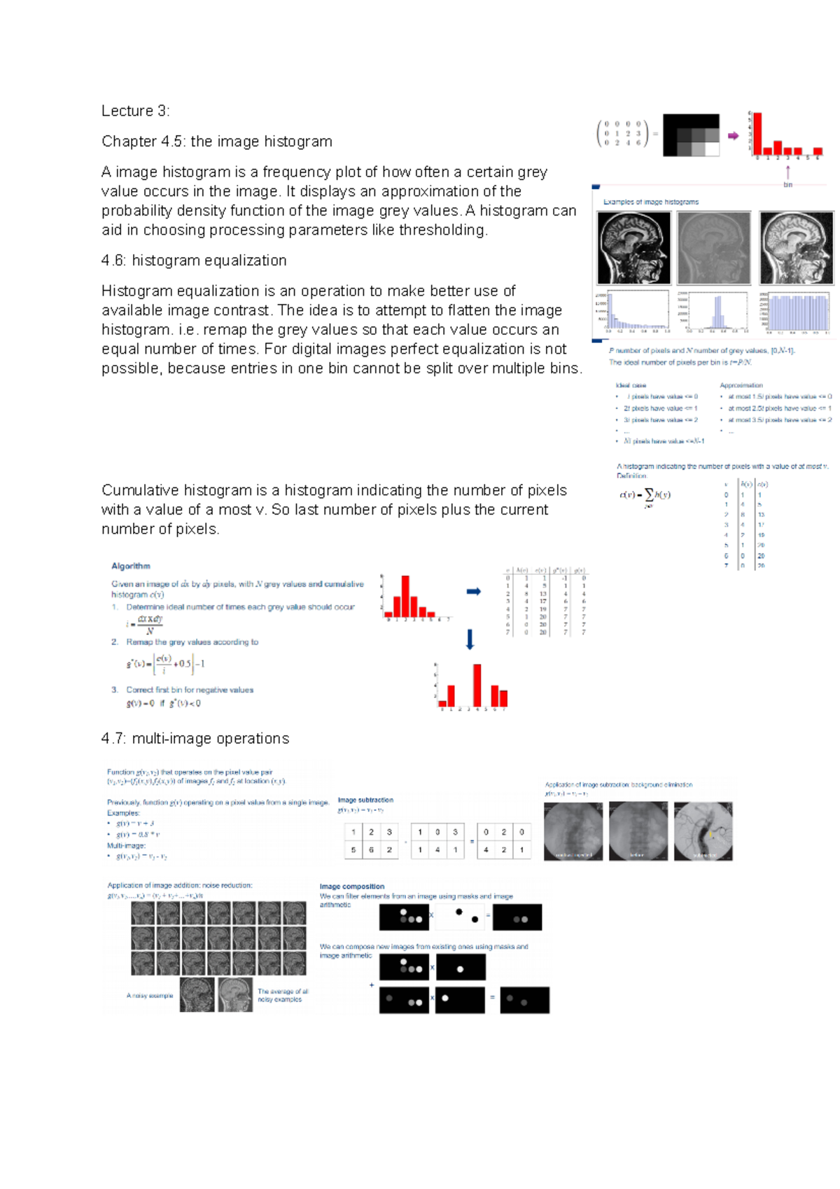 Lecture 3 - 8DC00 - Lecture 3: Chapter 4: the image histogram A image histogram is a frequency ...