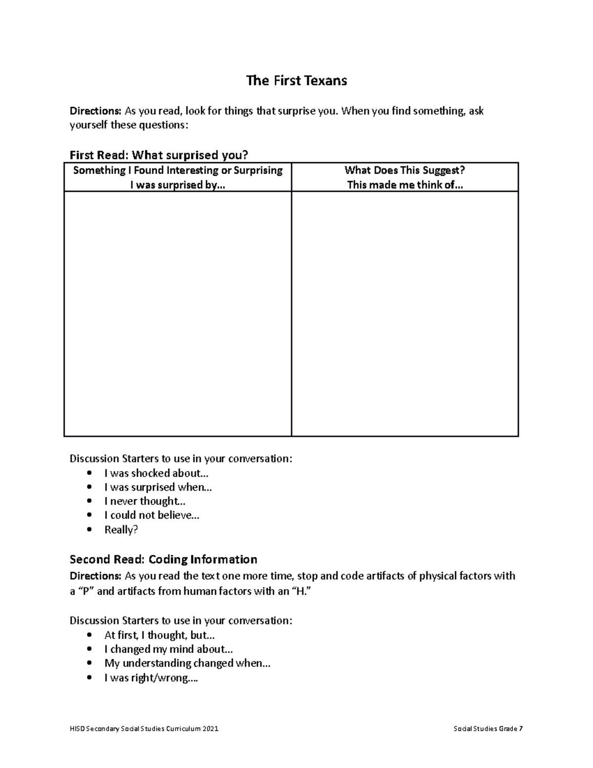 SS7 First Texans GO Unit 3 (2) First and Second Readings - The First ...