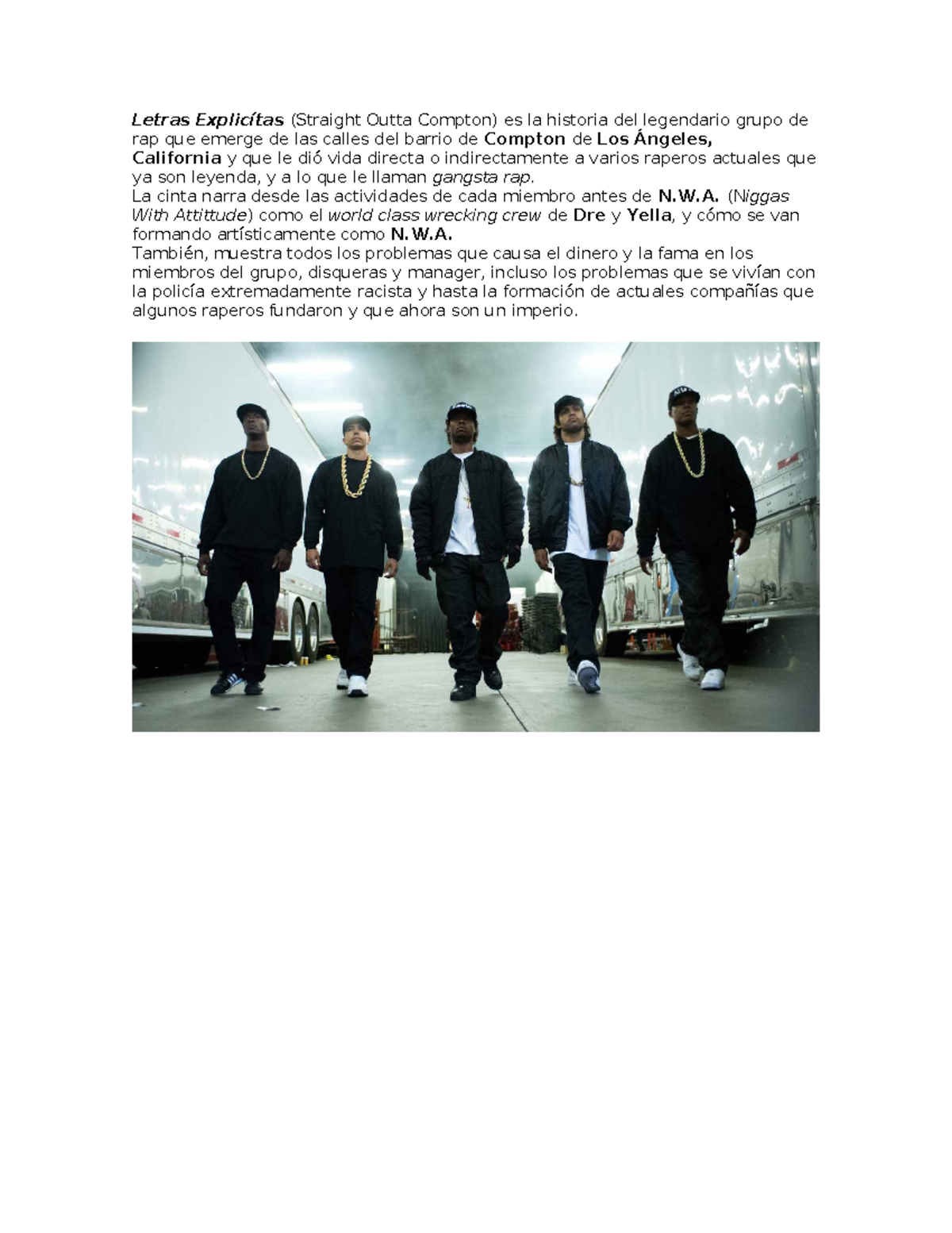 Letras Explicítas trbajo - Letras Explicítas (Straight Outta Compton ...