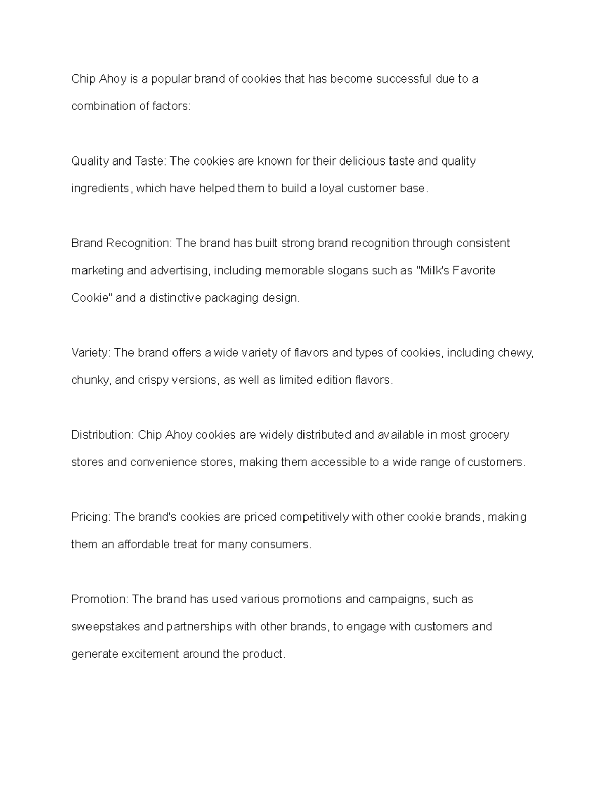 Business lecture notes about company chop ahoy - Chip Ahoy is a popular ... Business lecture notes about company chop ahoy - Chip Ahoy is a popular ...