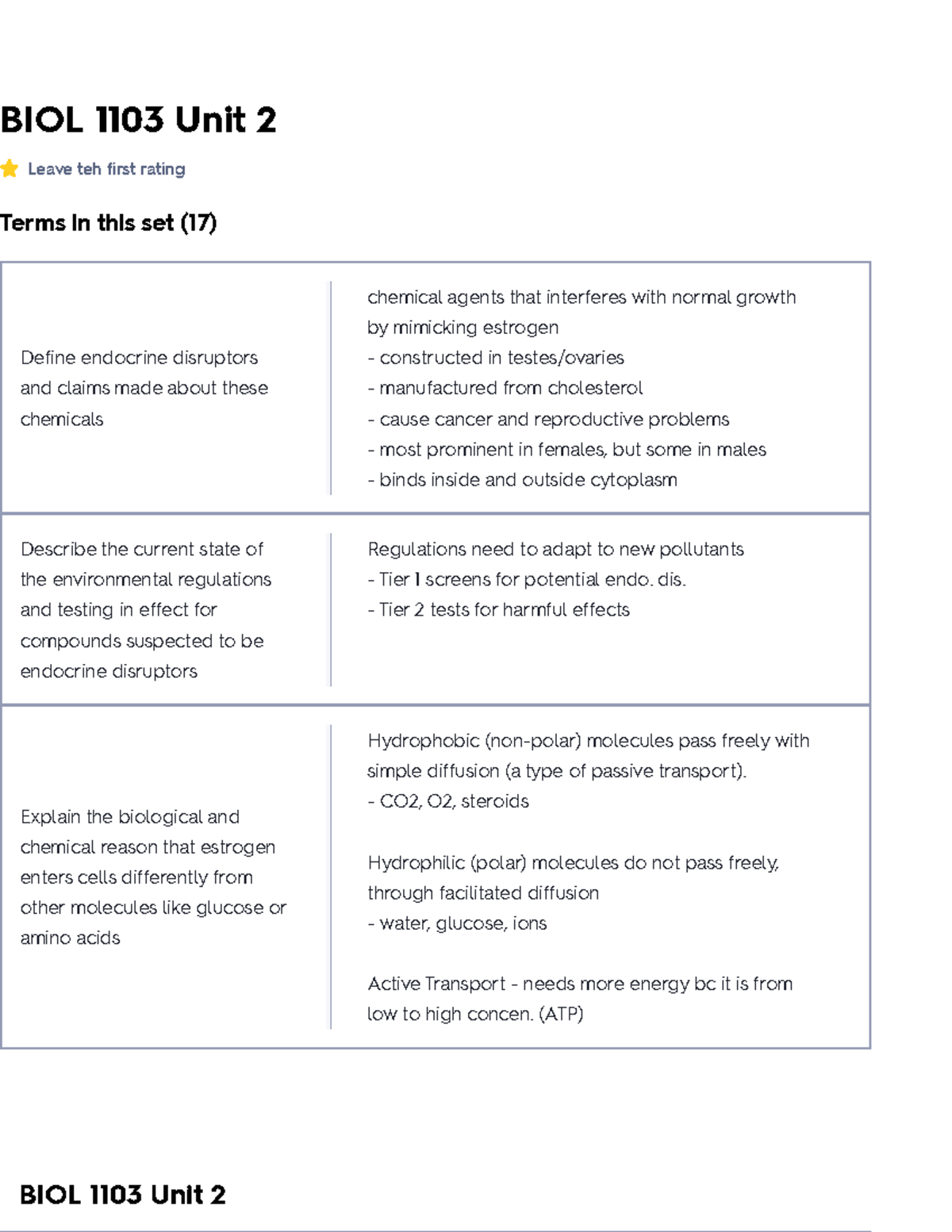 BIOL 1103 Unit 2 Flashcards - BIOL 1103 Unit 2 Leave teh first rating ...