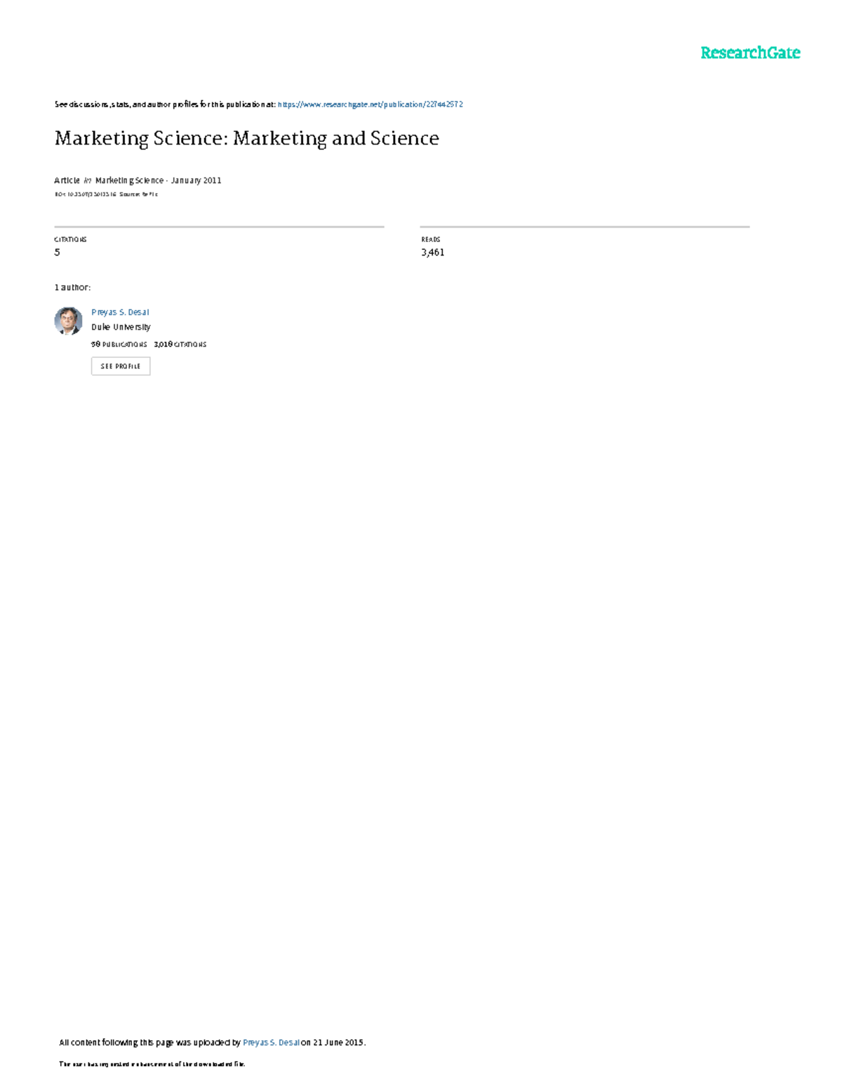 Marketing Science Marketing and Science - See discussions, stats, and ...