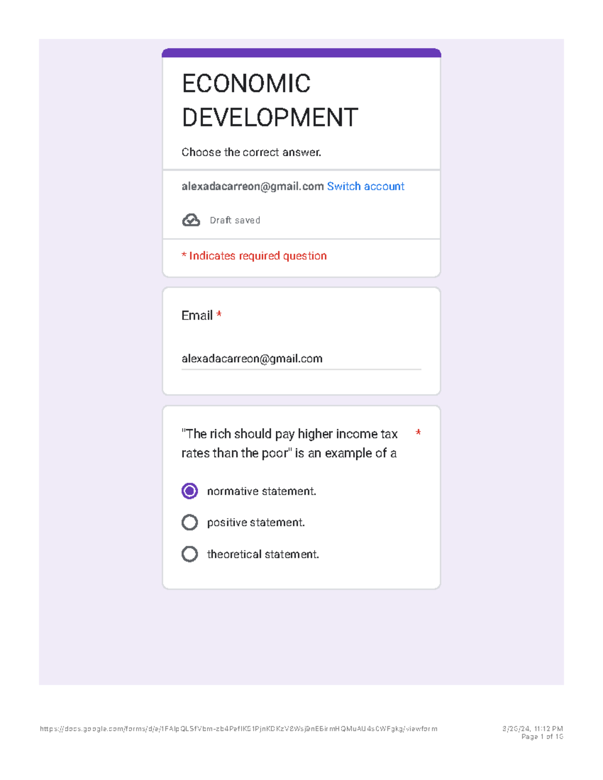 Economic- Development - Email * normative statement. positive statement ...