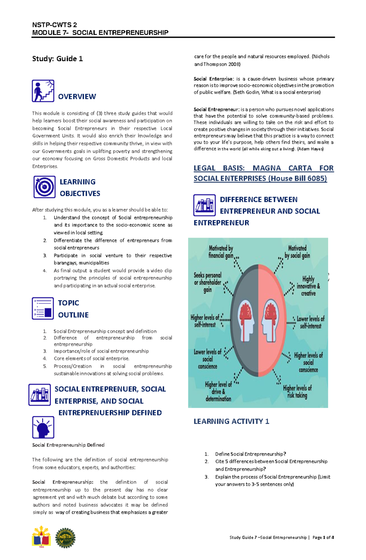 Social-Entrepreneurship - NSTP-CWTS 2 MODULE 7- SOCIAL ENTREPRENEURSHIP ...