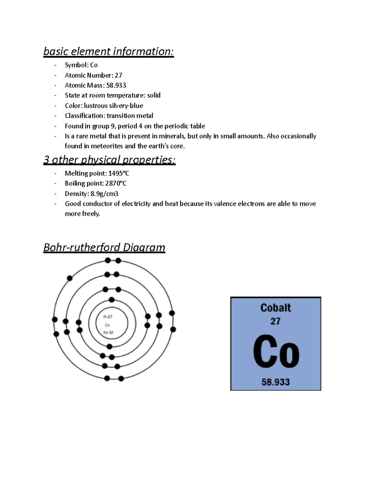 Meet an element research Cobalt-2 - basic element information: Symbol ...