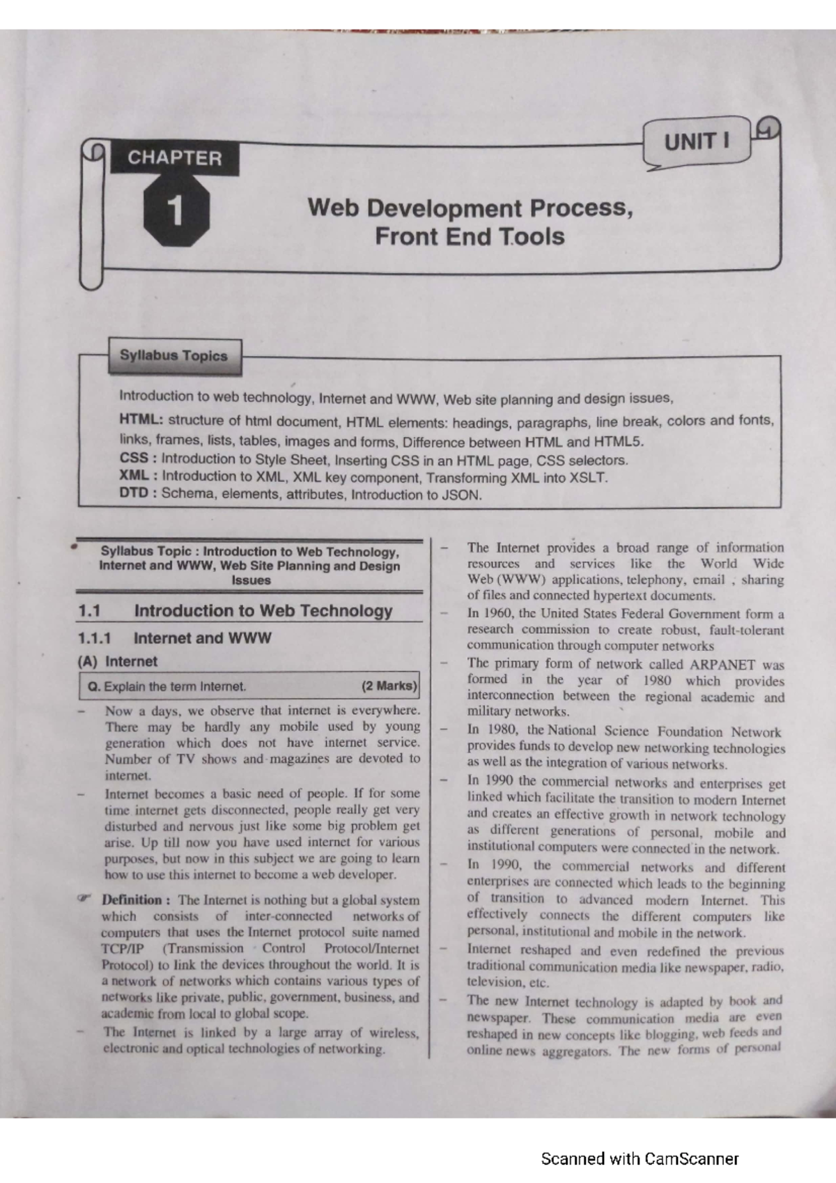 (WT) Web Technology Text Book (Unit - 1 to 3) - Web Development - Studocu