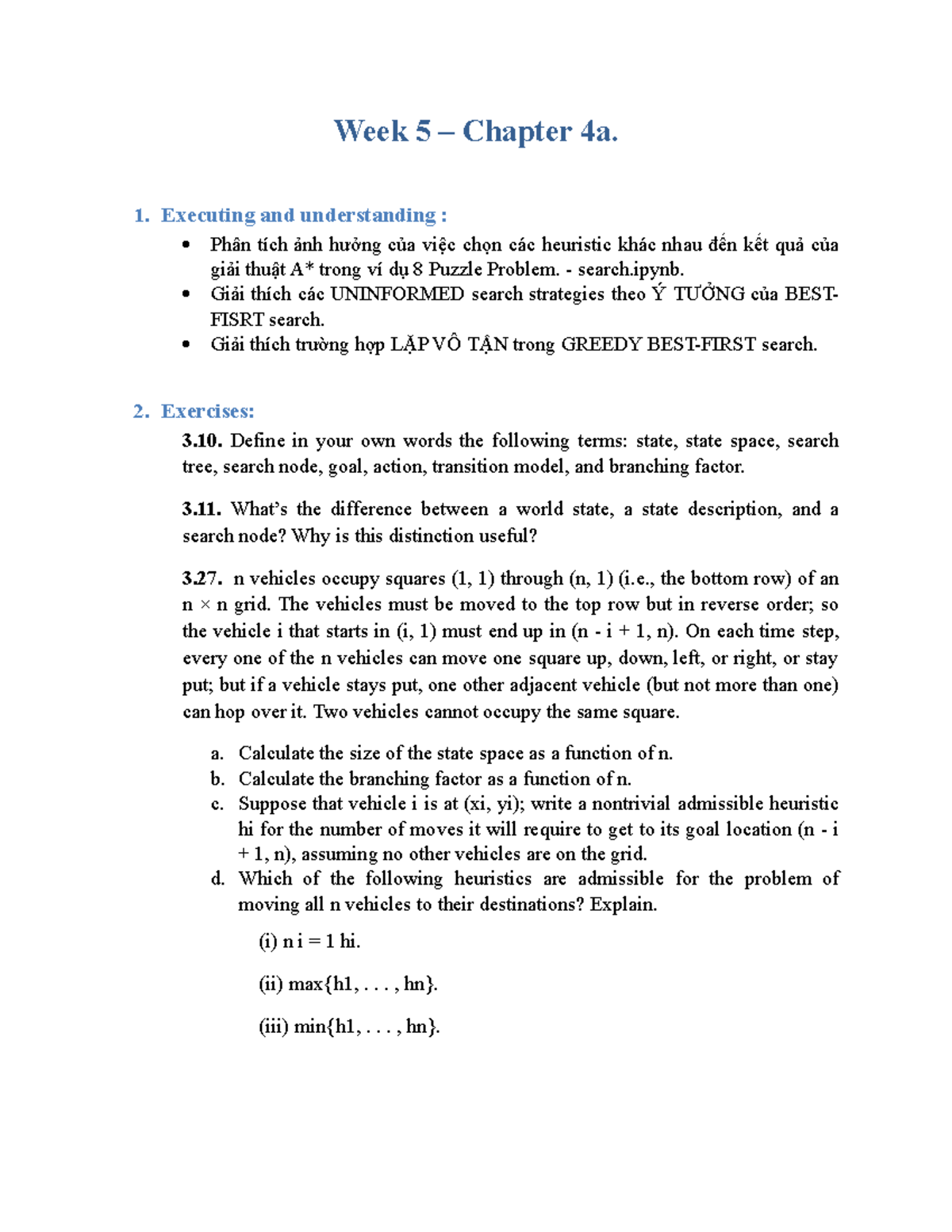 1 Week 5 - Chapter 4a - bài tập về nhà tuần 5 môn trí tuệ nhân tạo và ứng dụng - Week 5 ...