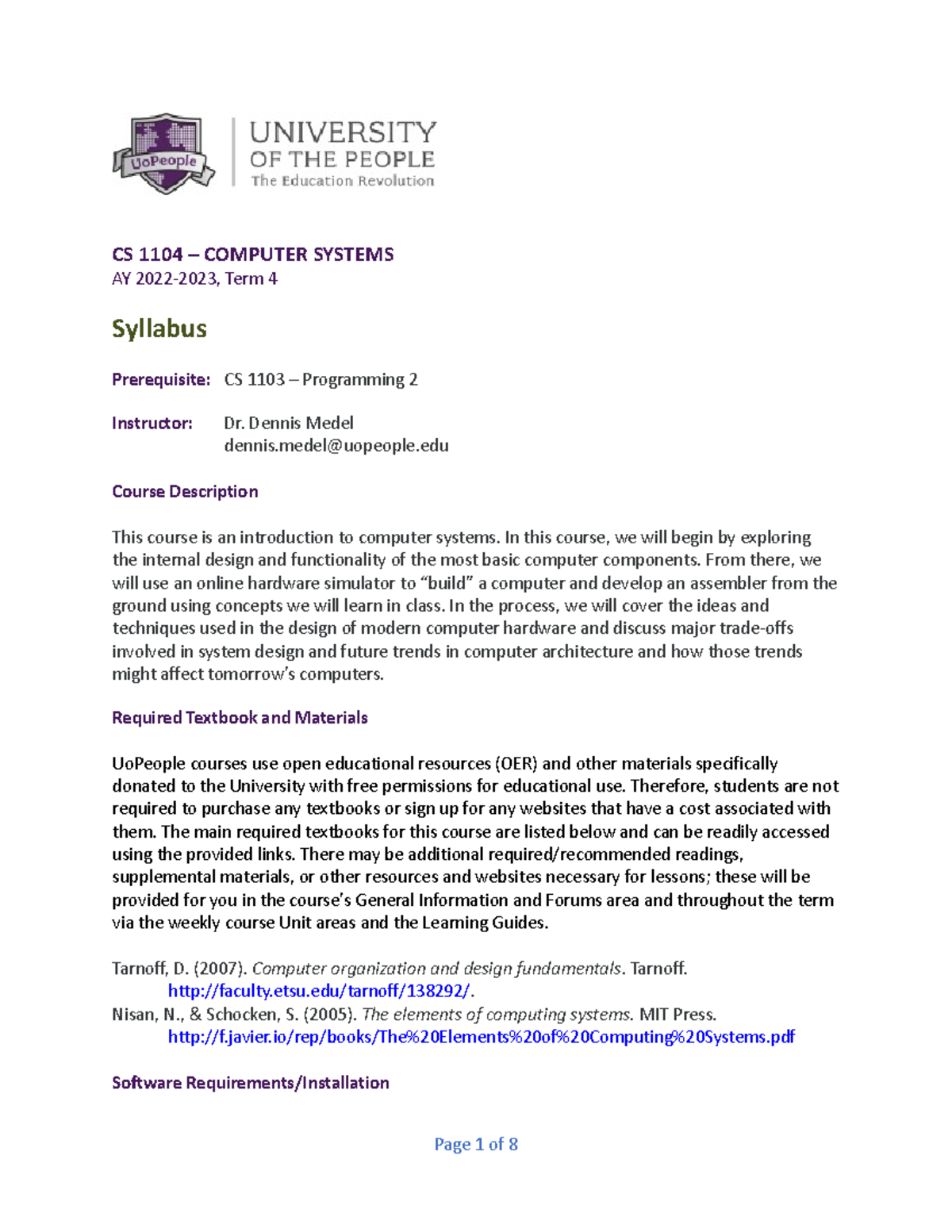 CS1104 Syllabus - CS 1104 – COMPUTER SYSTEMS AY 2022-2023, Term 4 ...