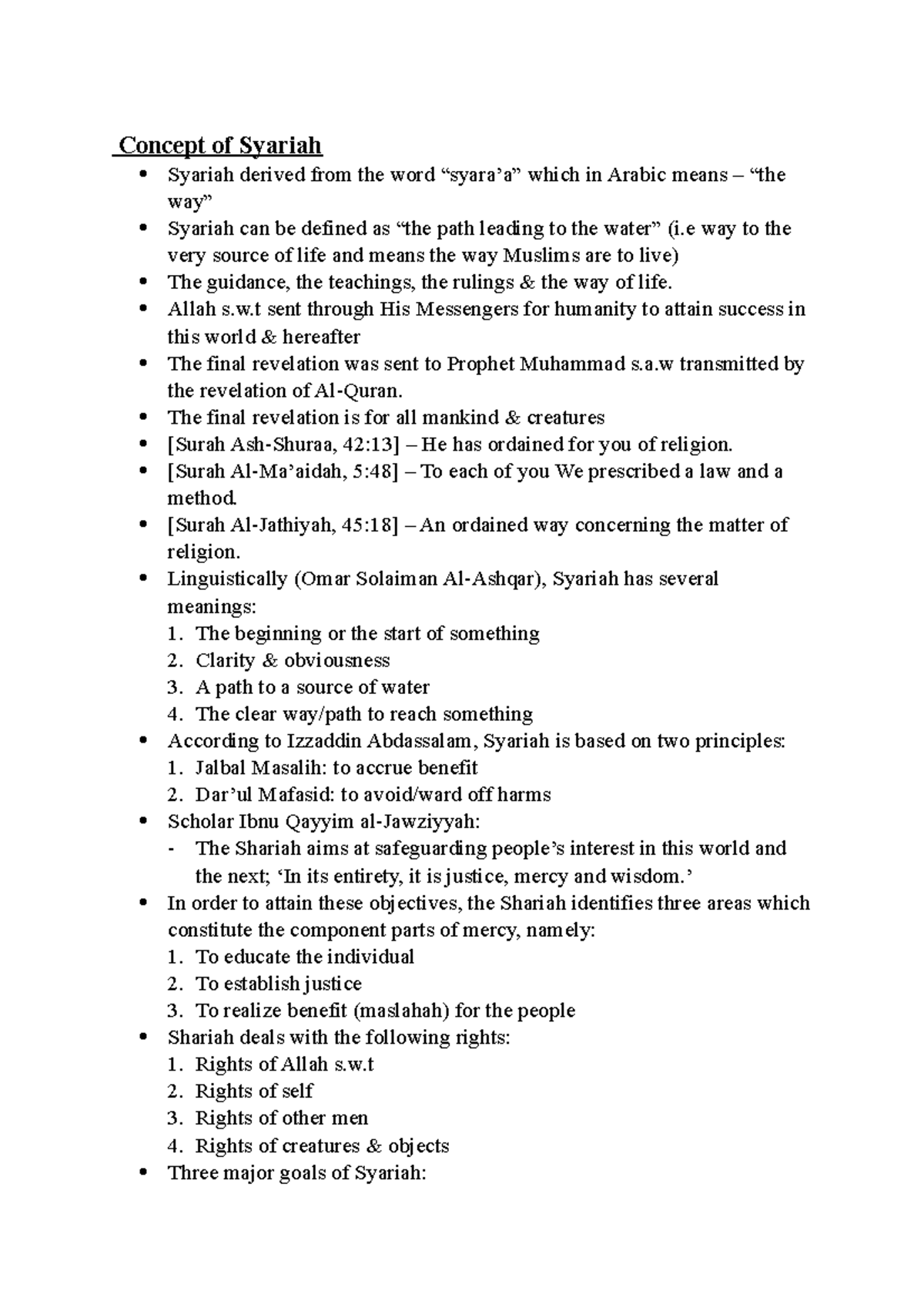 Syariah Chapter 1 (concept of syariah) - Concept of Syariah Syariah ...