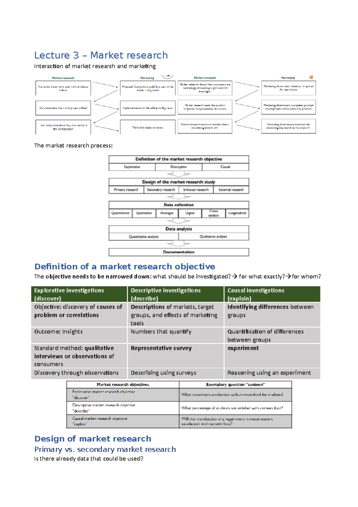 Marketing lecture 3-4 - Lecture 3 – Market research Interaction of ...