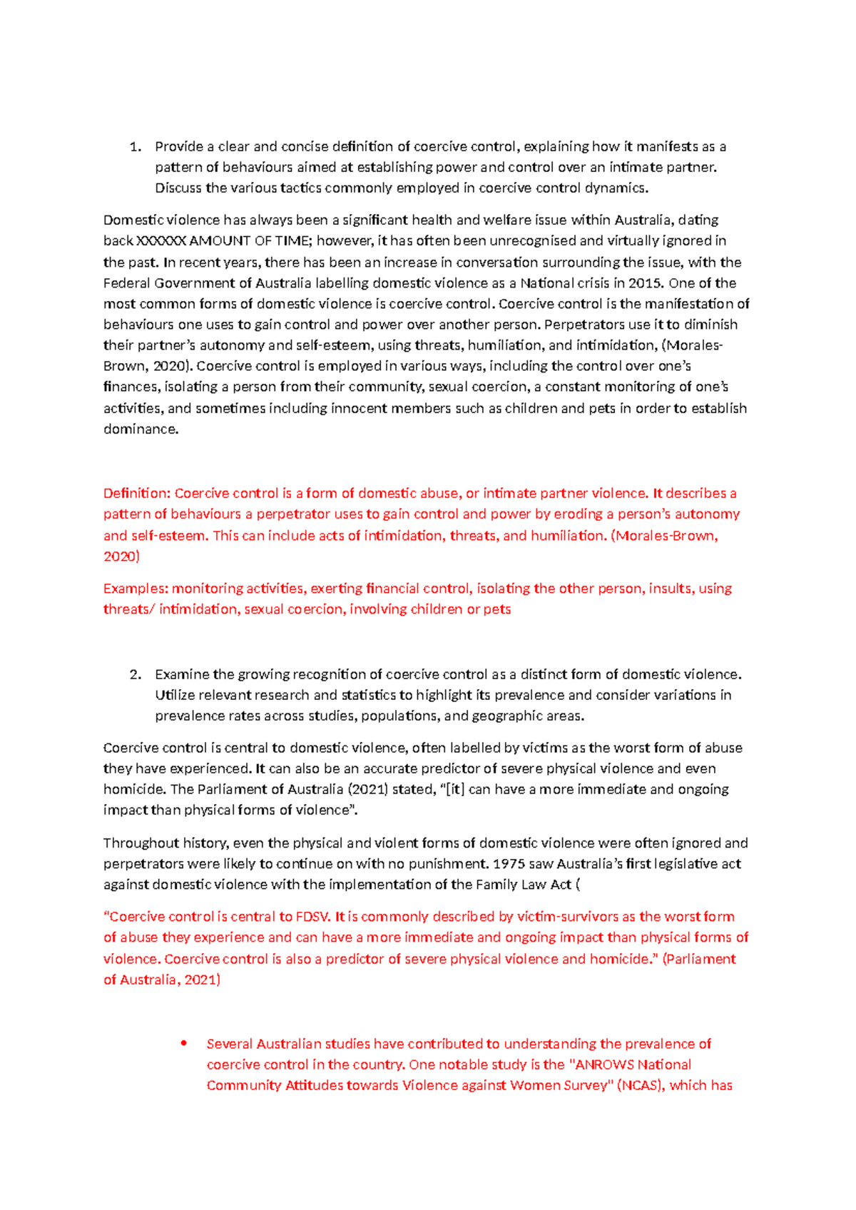 Coercive Control as a form of domestic violence pyb215 - Provide a ...