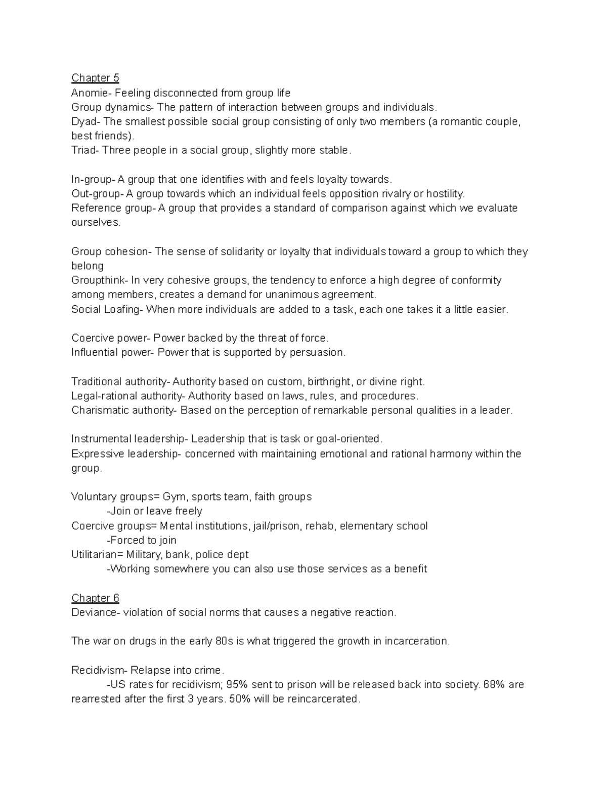 Intro to Sociology Lecture Notes 4 - Chapter 5 Anomie- Feeling ...