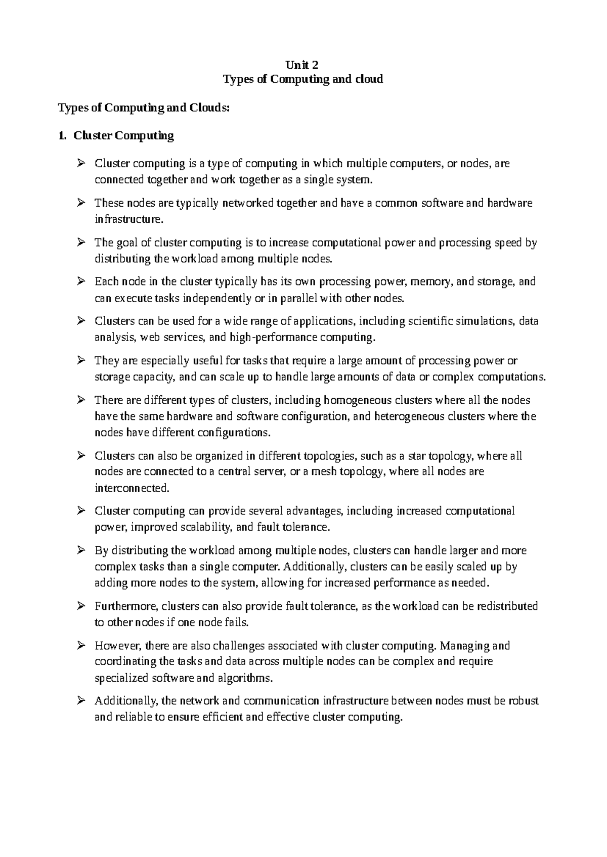 Chapter 2 Cloud Computing Tech (3rd copy) - Unit 2 Types of Computing and cloud Types of ...
