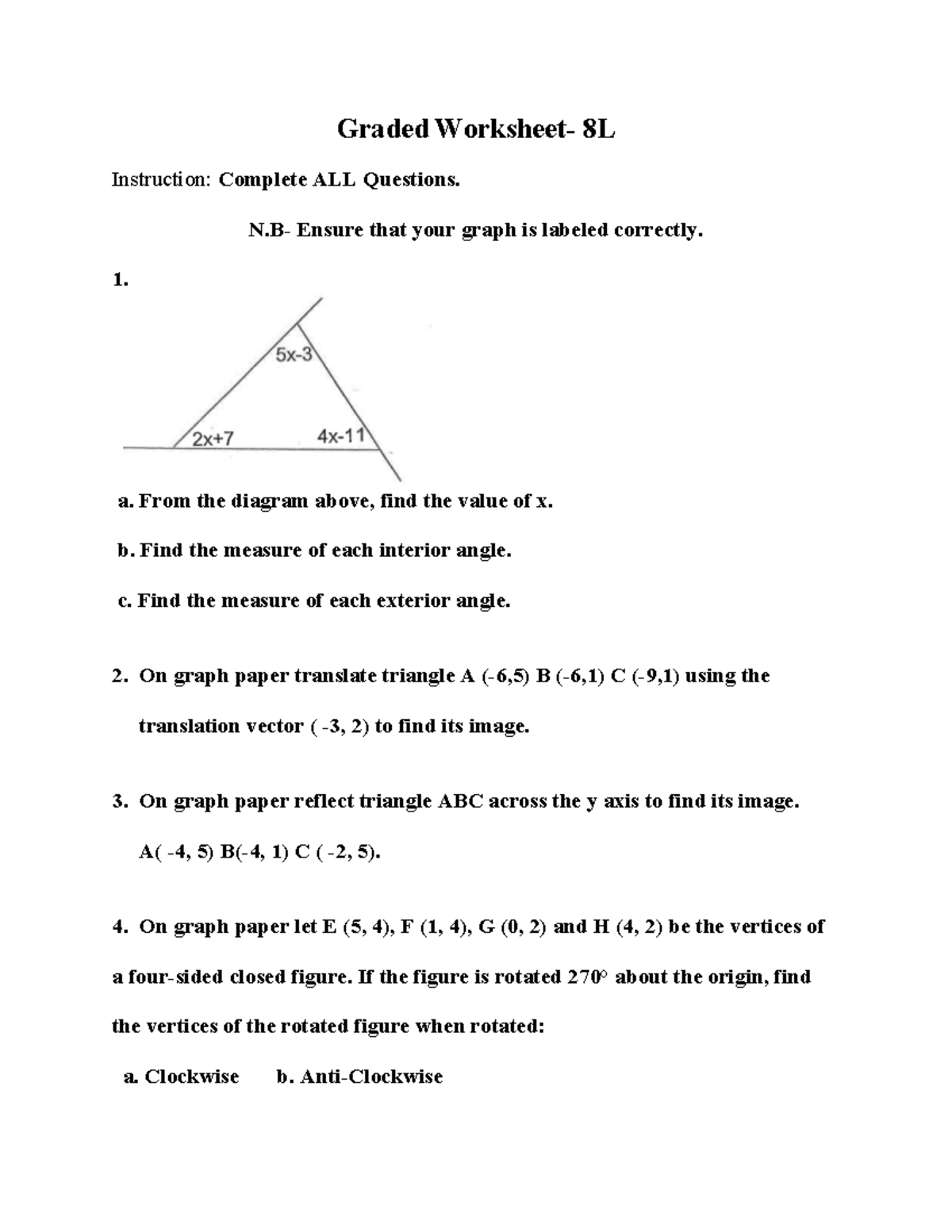 Graded Worksheet - EASY MATH FOR PRACTICE AND HELP....... - Grade d ...