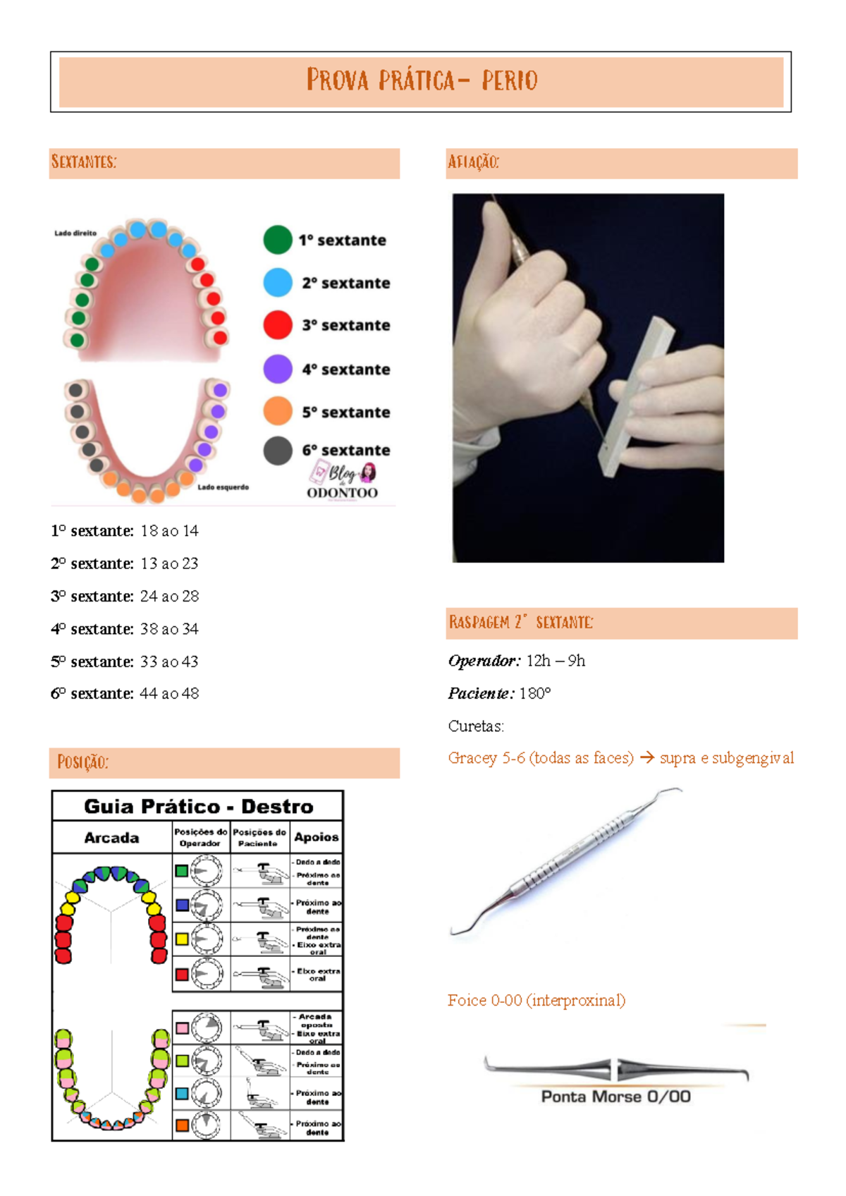 Prova-perio - Resumo periodontia - Sextantes: 1° sextante: 18 ao 14 2 ...