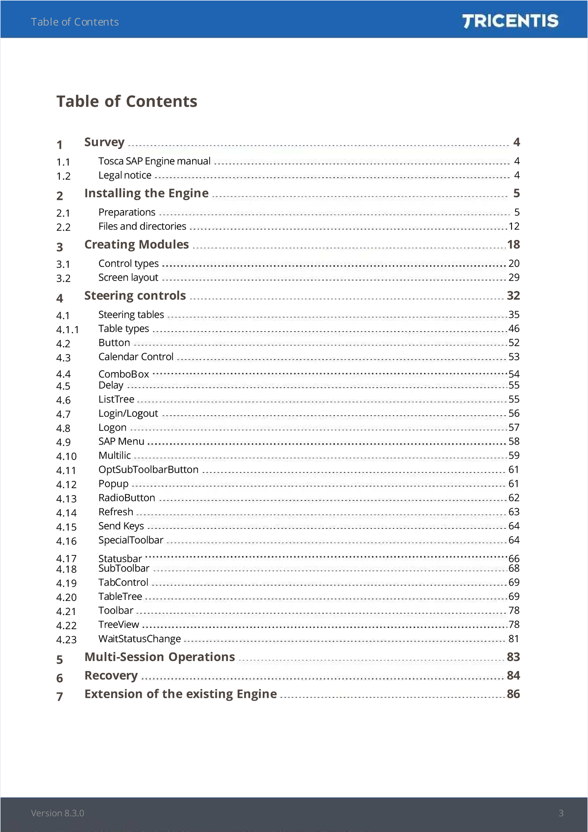 Tosca Sap Engine-03 - TaTableble ooff CoContententsnts 11 SSuurrvveeyy ...