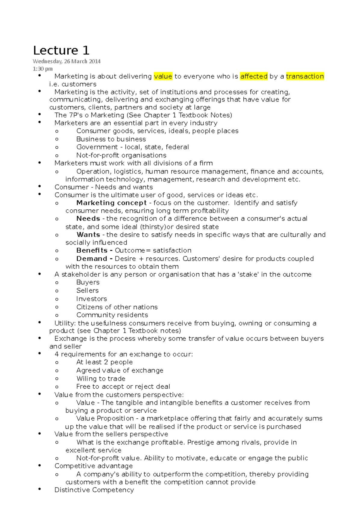 Lecture notes, lectures 1-11 - Lecture 1 Wednesday, 26 March 2014 1:30 ...