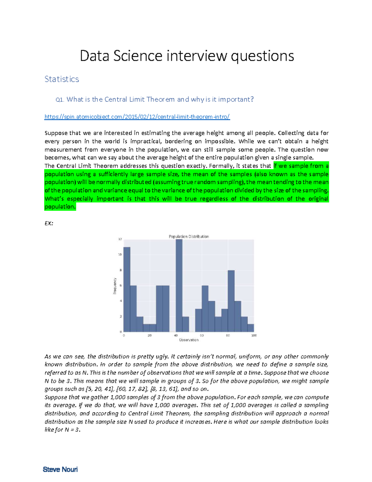 Data Science Learning - Data Science interview questions Statistics Q1 ...