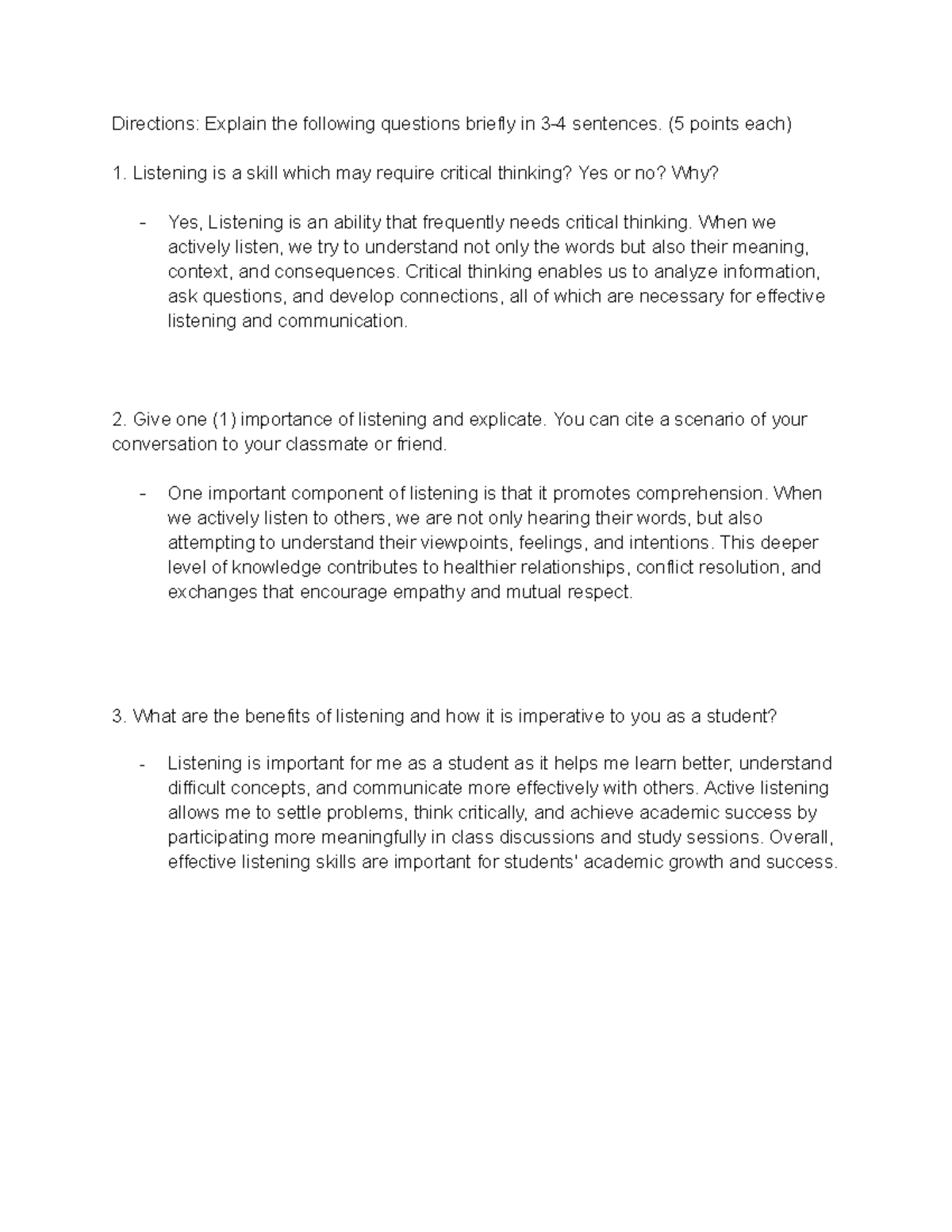 Activity 13 - Directions: Explain the following questions briefly in 3-4 sentences. (5 points ...