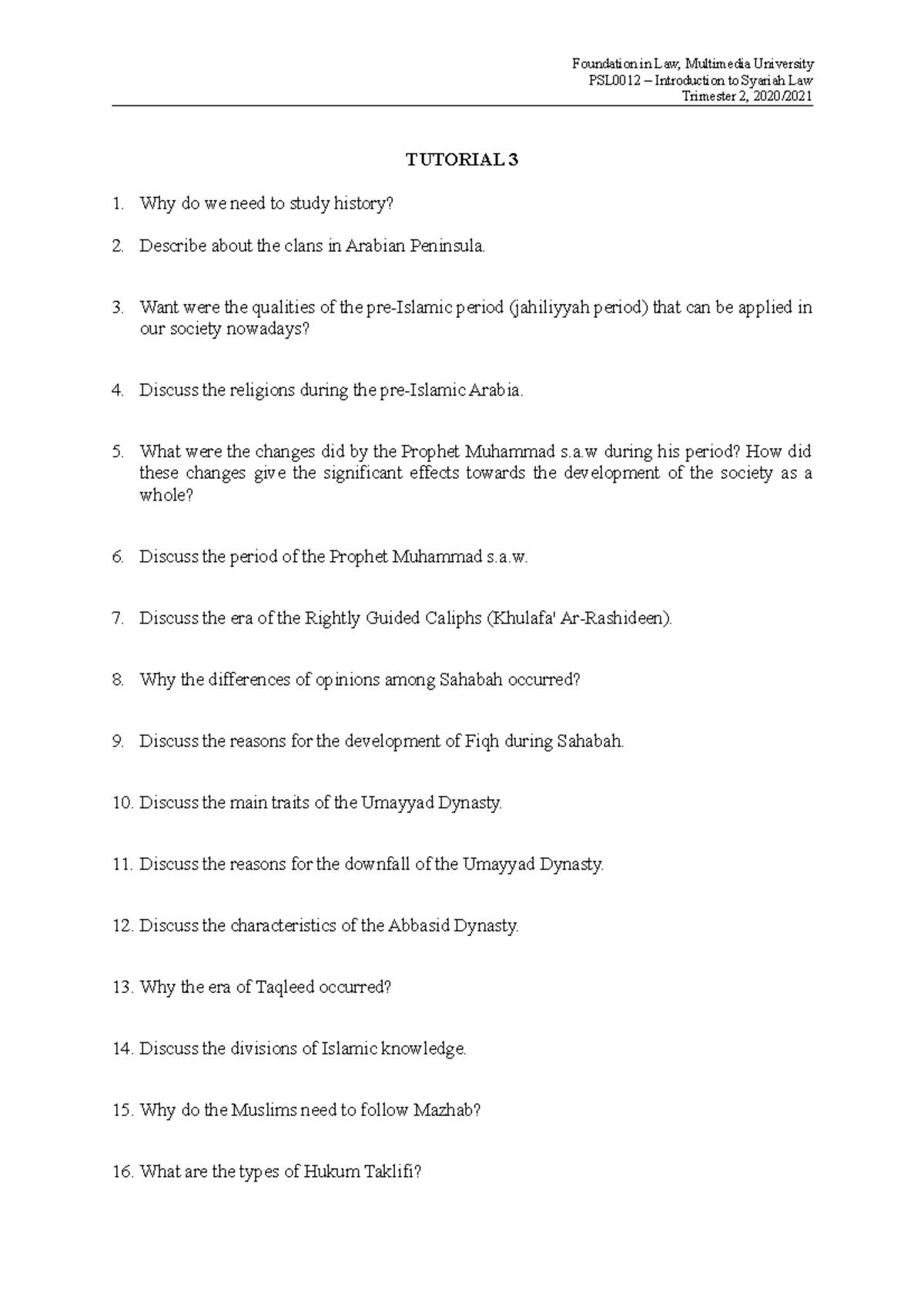 362832 Tutorial 3 PSL0012 Intro to Syariah Law Tri 2 2017-2018 ...