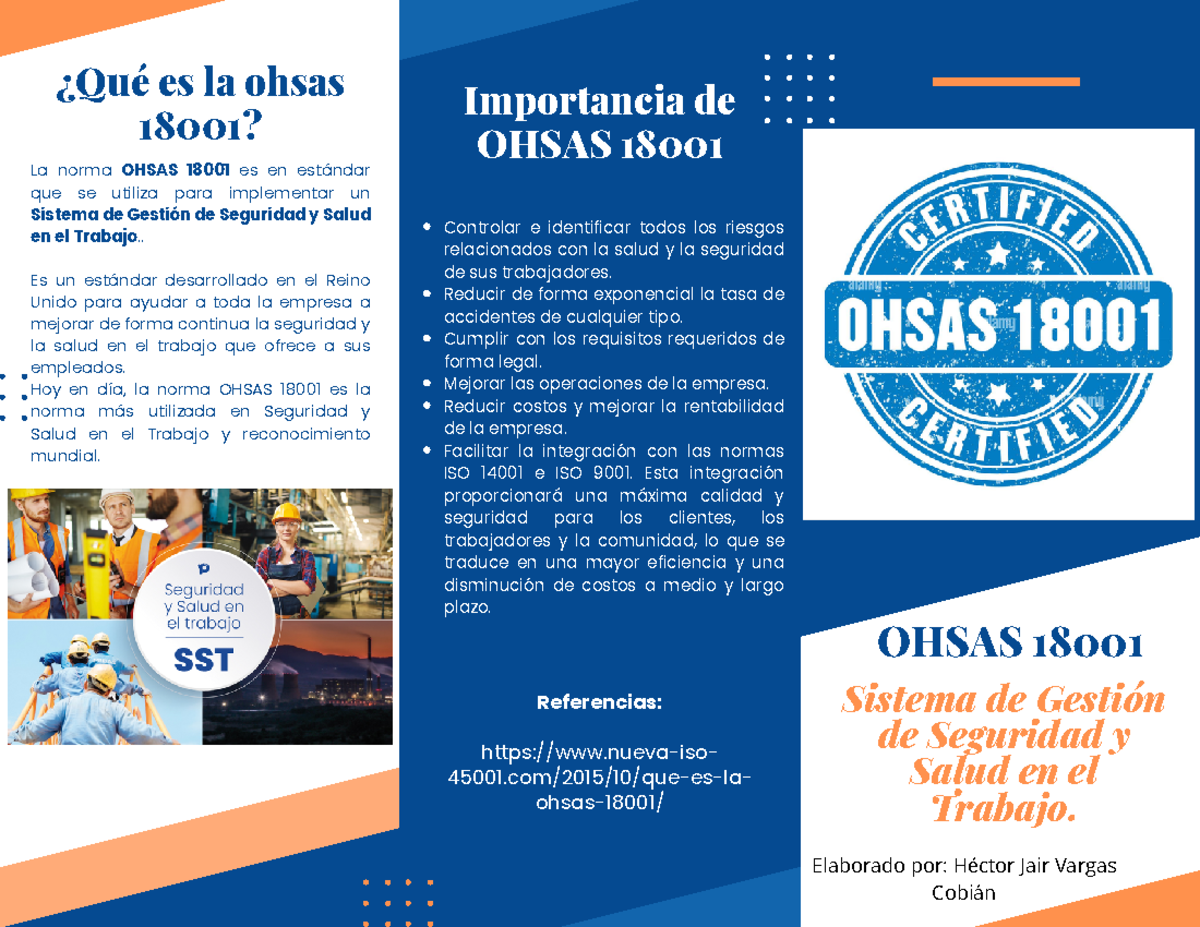 Folleto-Ohsas 18001 - Importancia de OHSAS 18001 OHSAS 18001 ¿Qué es la ...
