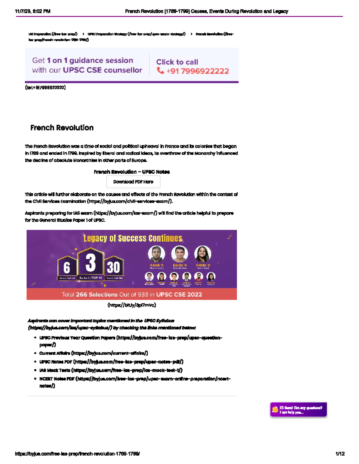 French revolution - BA 501 - Studocu