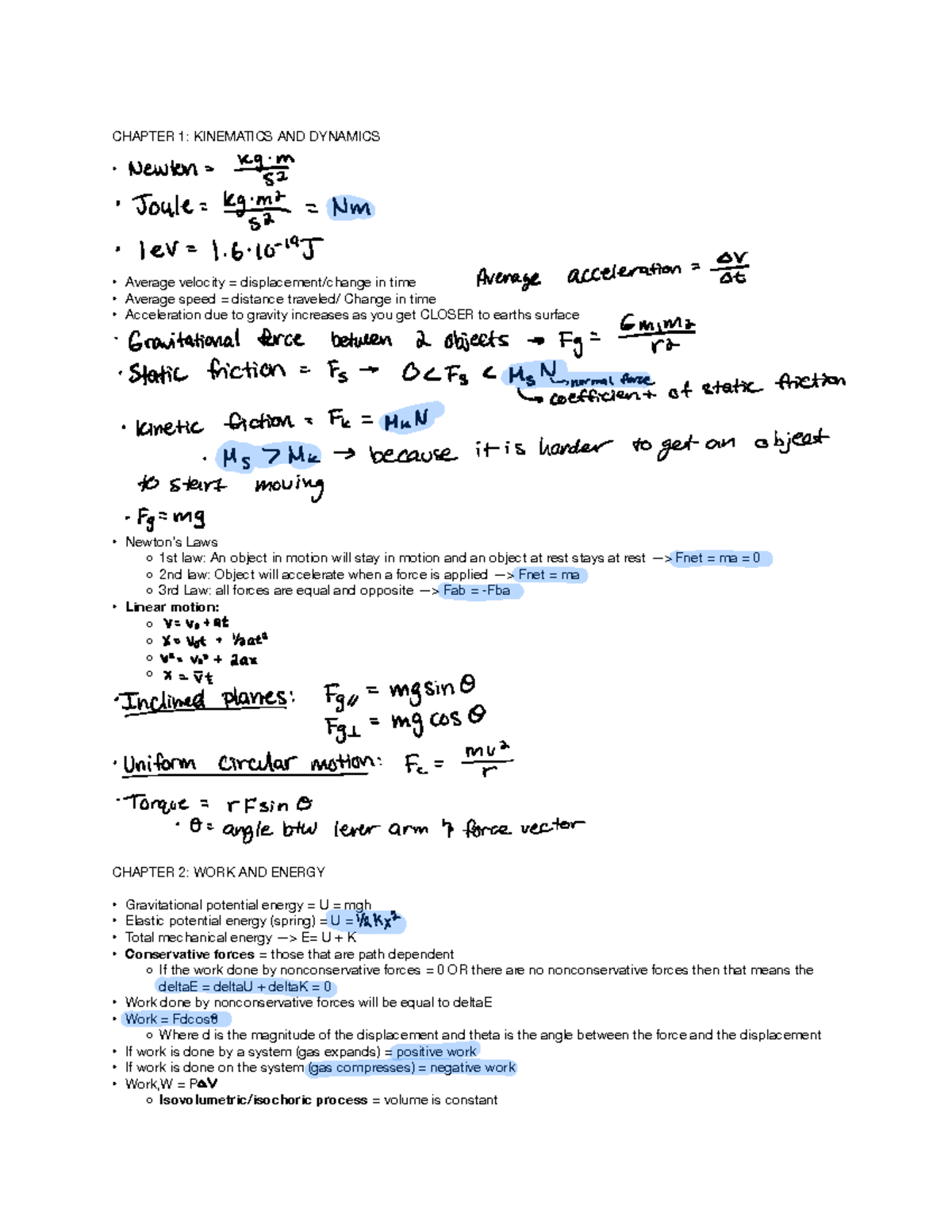 Physics and Math - Gen practice - CHAPTER 1: KINEMATICS AND DYNAMICS ...