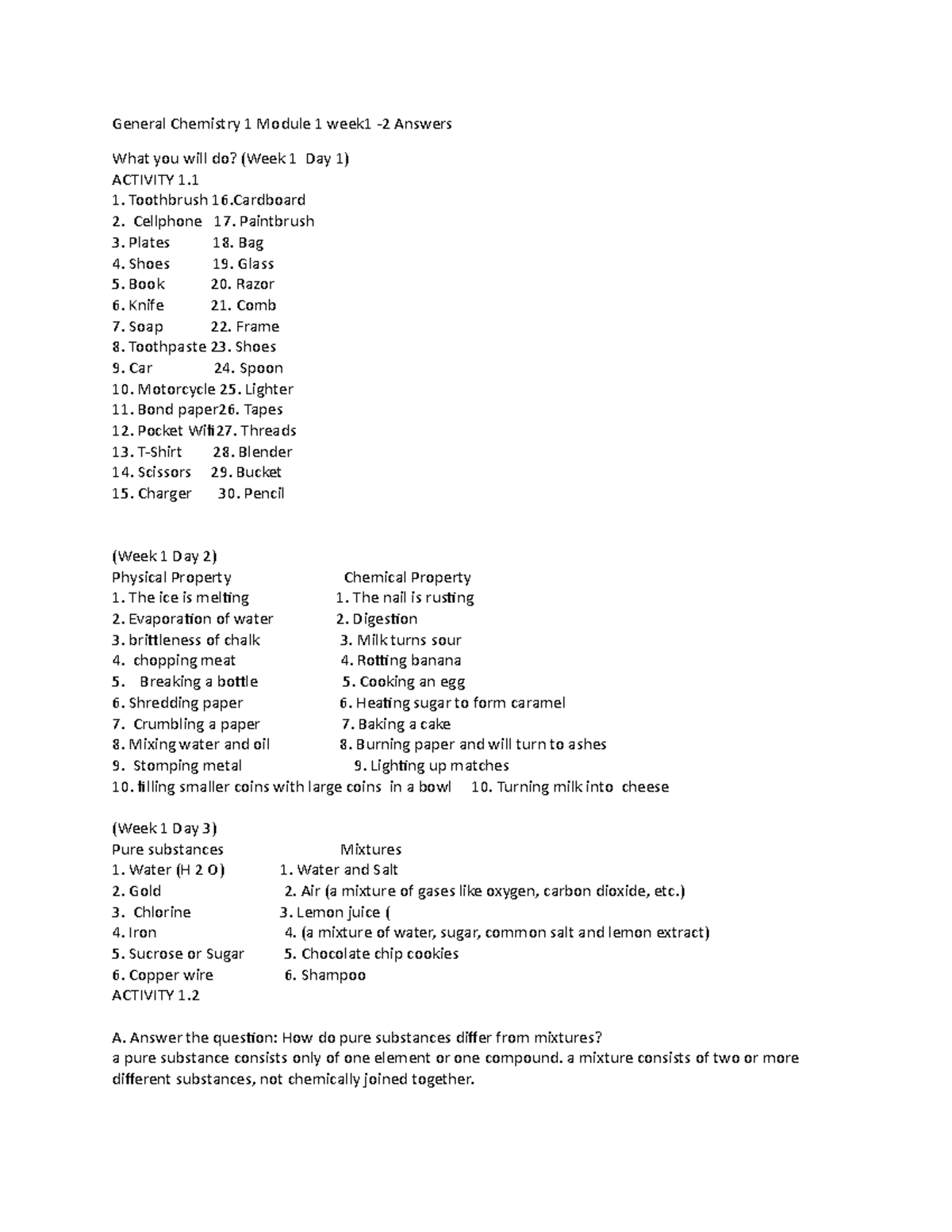 General Chemistry 1 Module 1 week1 - General Chemistry 1 Module 1 week1 ...