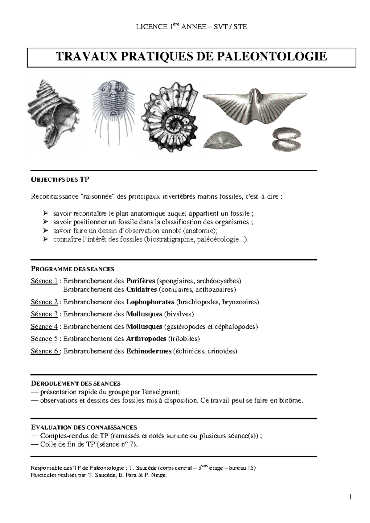 Fascicule 2013 - ddddddddddd - LICENCE 1ère ANNEE – SVT / STE TRAVAUX ...