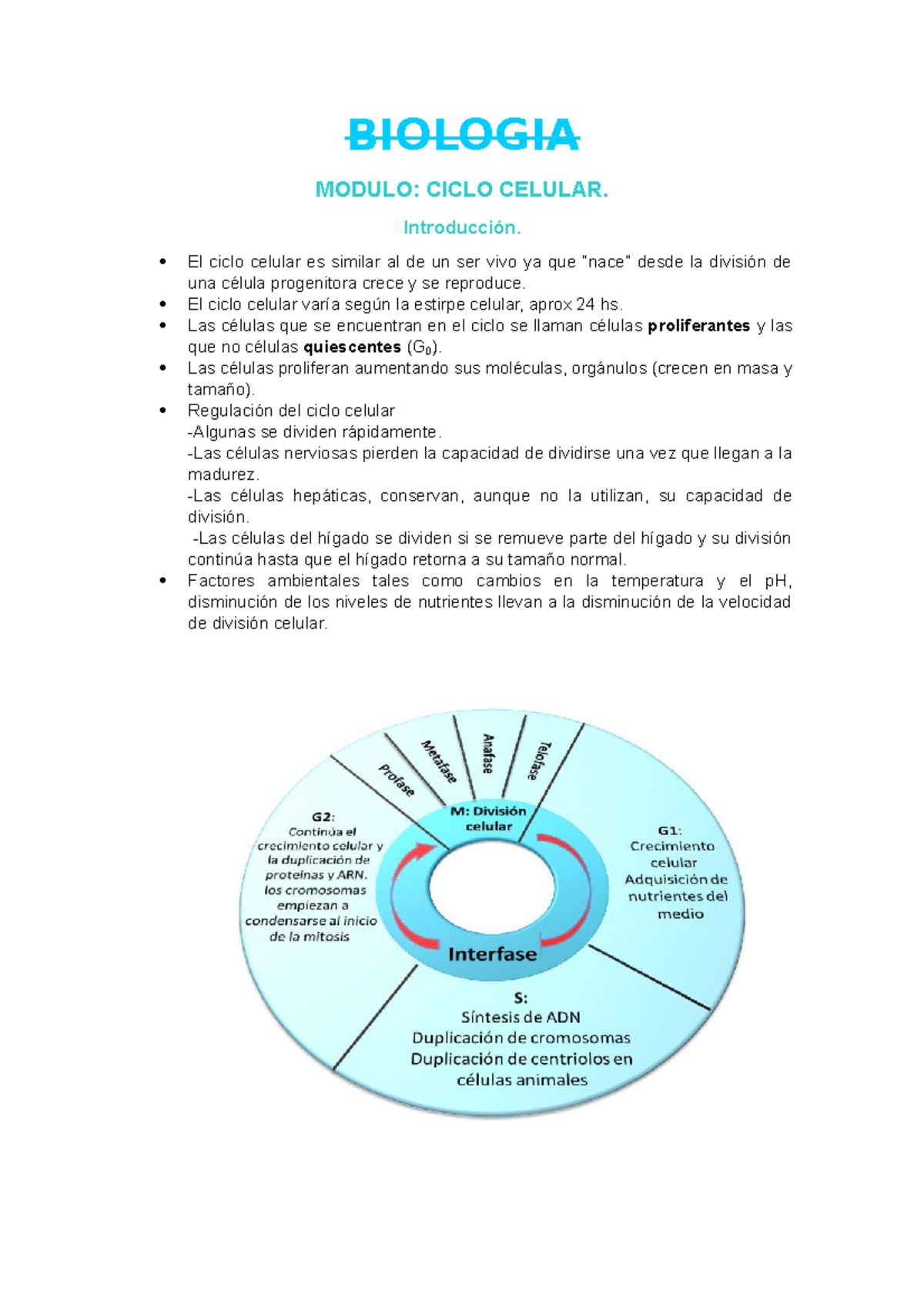 Biologia Unidad 3 - BIOLOGIA MODULO: CICLO CELULAR. Introducción. El ...