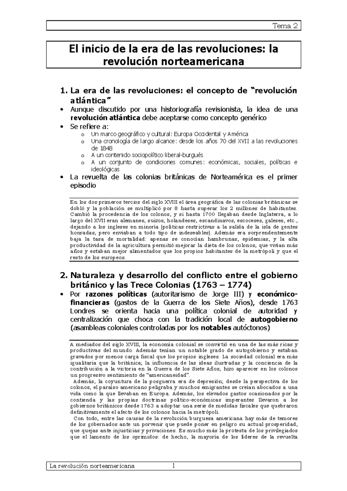 Tema 2 La revolución norteamericana - El inicio de la era de las ...