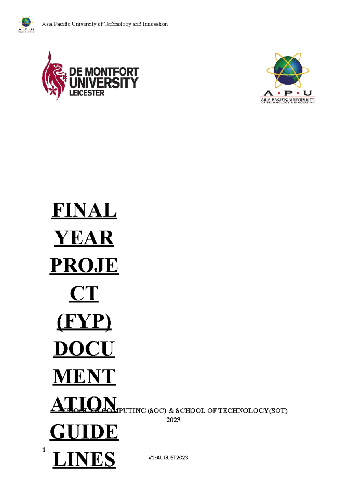 New FYP Structure Guidelines - updated 28May2024 - SCHOOL OF COMPUTING ...